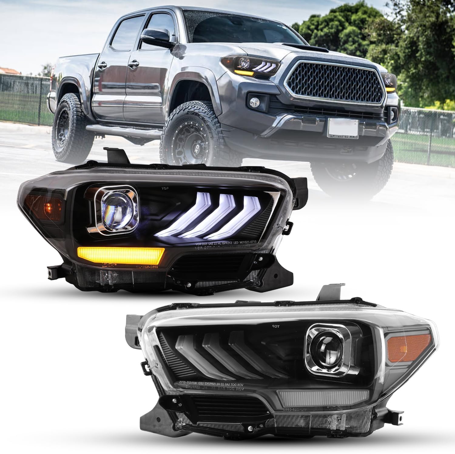 Amazon.com: ROXX LED Sequential Headlights for Toyota Tacoma 2016-2019 ...