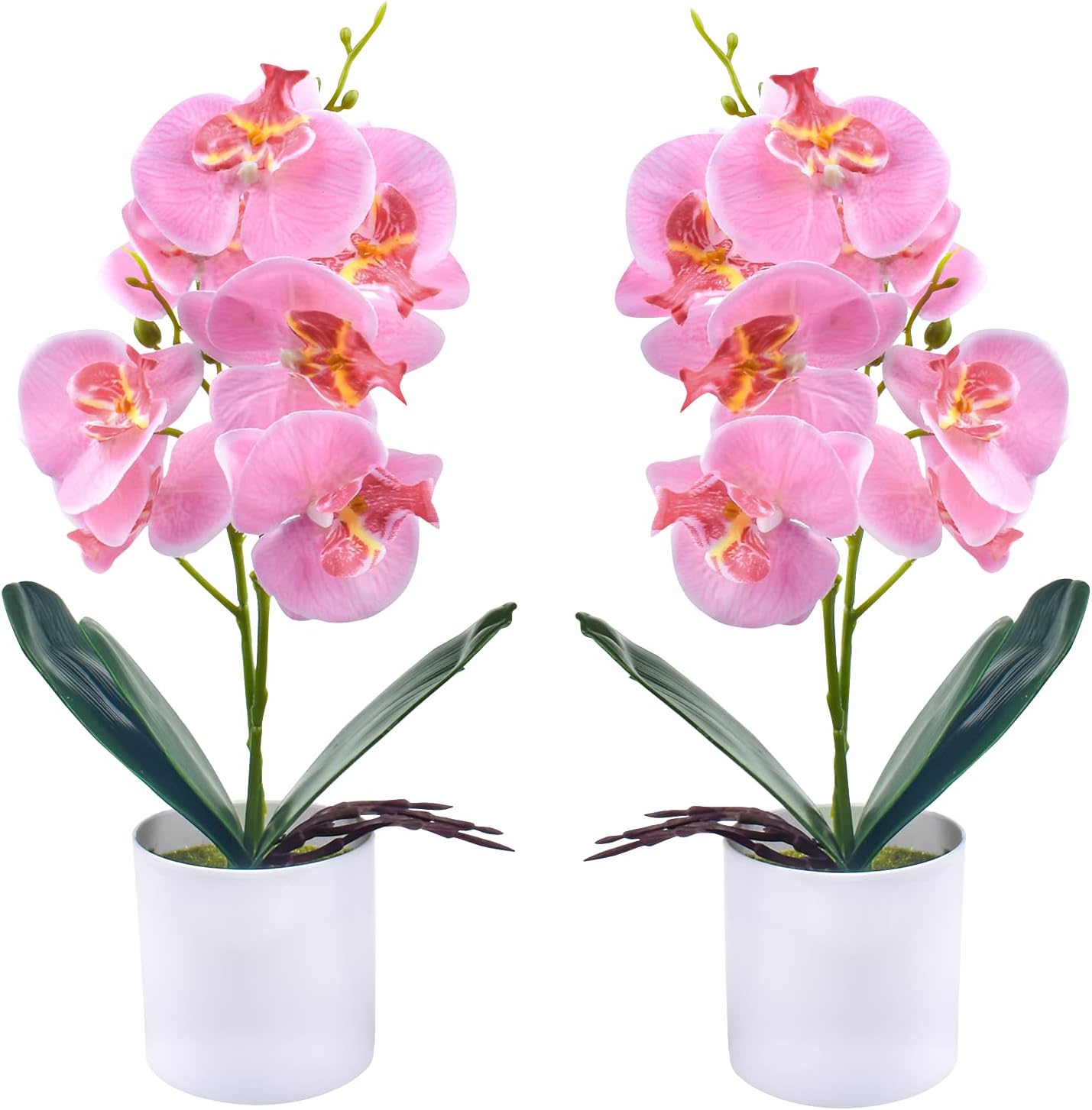 Amazon.com: Set of 3 Fake Orchid Assortment Mini Potted Orchid Plants ...