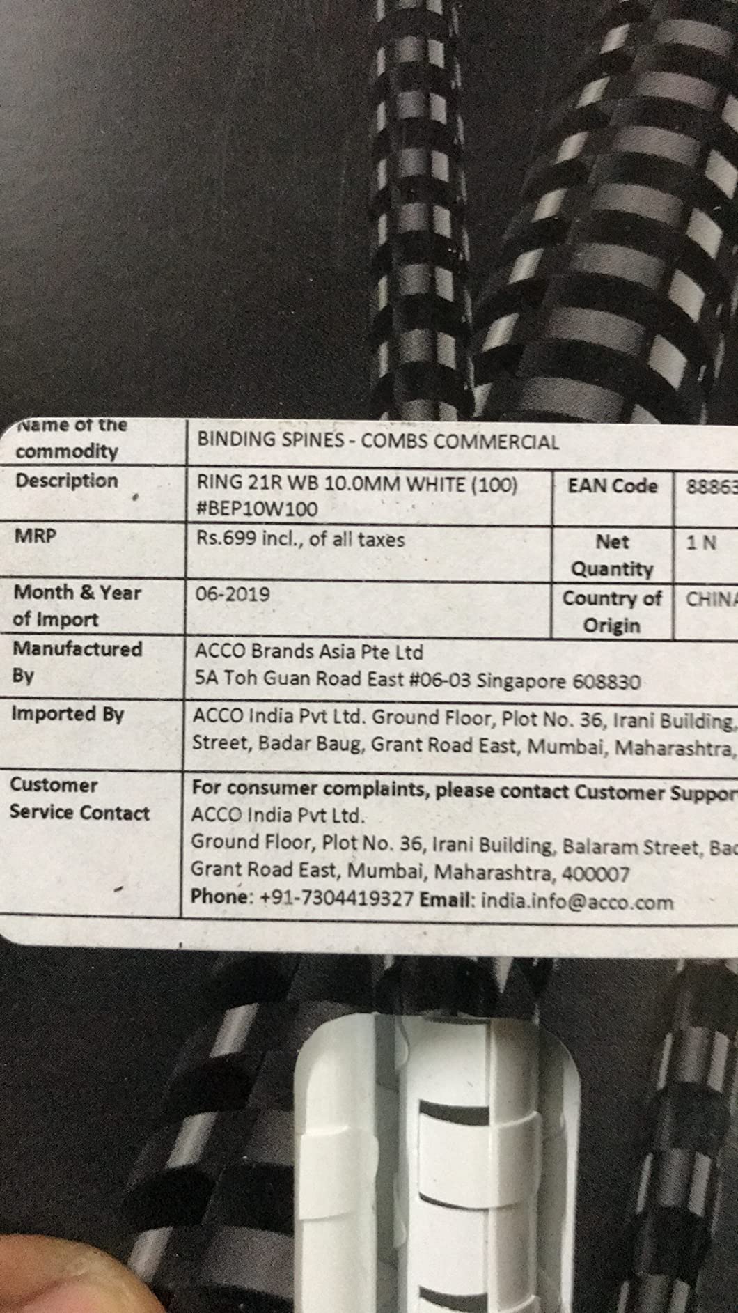 GBC Plastic Binding Combs 21R 19.0mm with 165 Sheet Capacity, Black ...