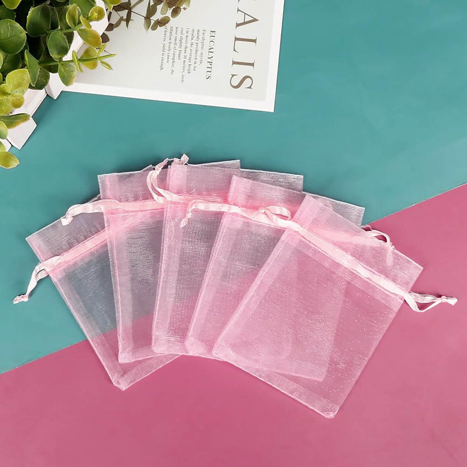 Pink Mesh Favor Gift Bags