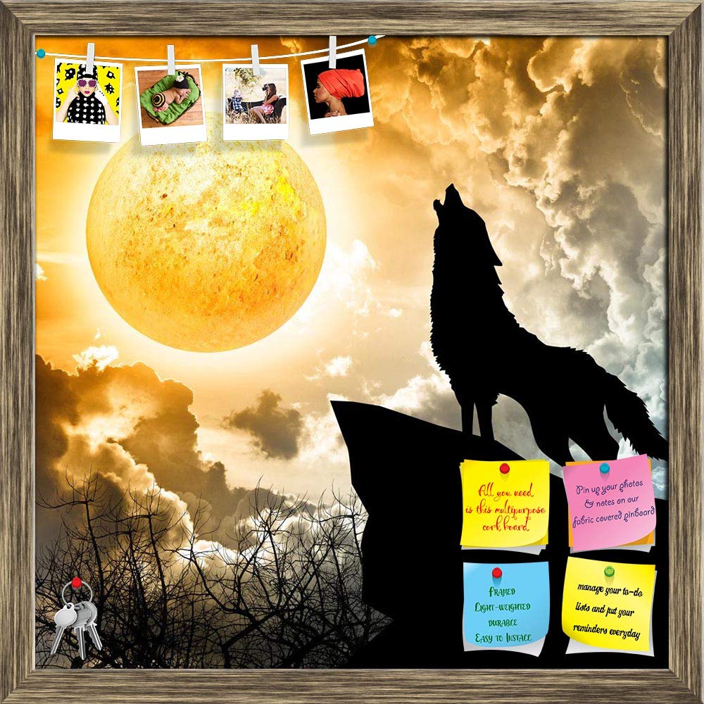Buy ArtzFolio Wolf Howling to The Full Moon Bulletin Board Notice Pin ...