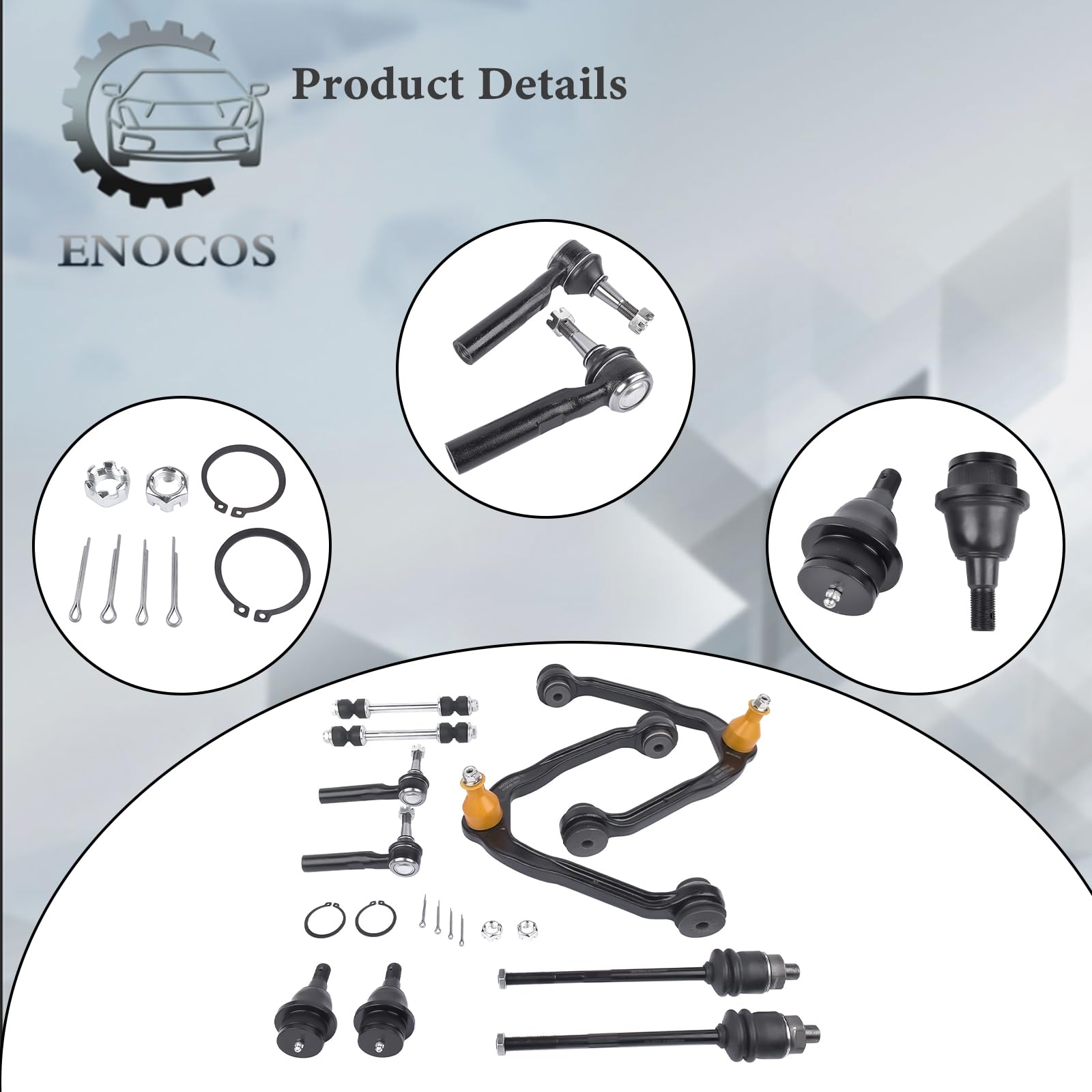 10Pcs K80942 4WD Front Upper Control Arms + Lower Ball Joints Tie Rods ...