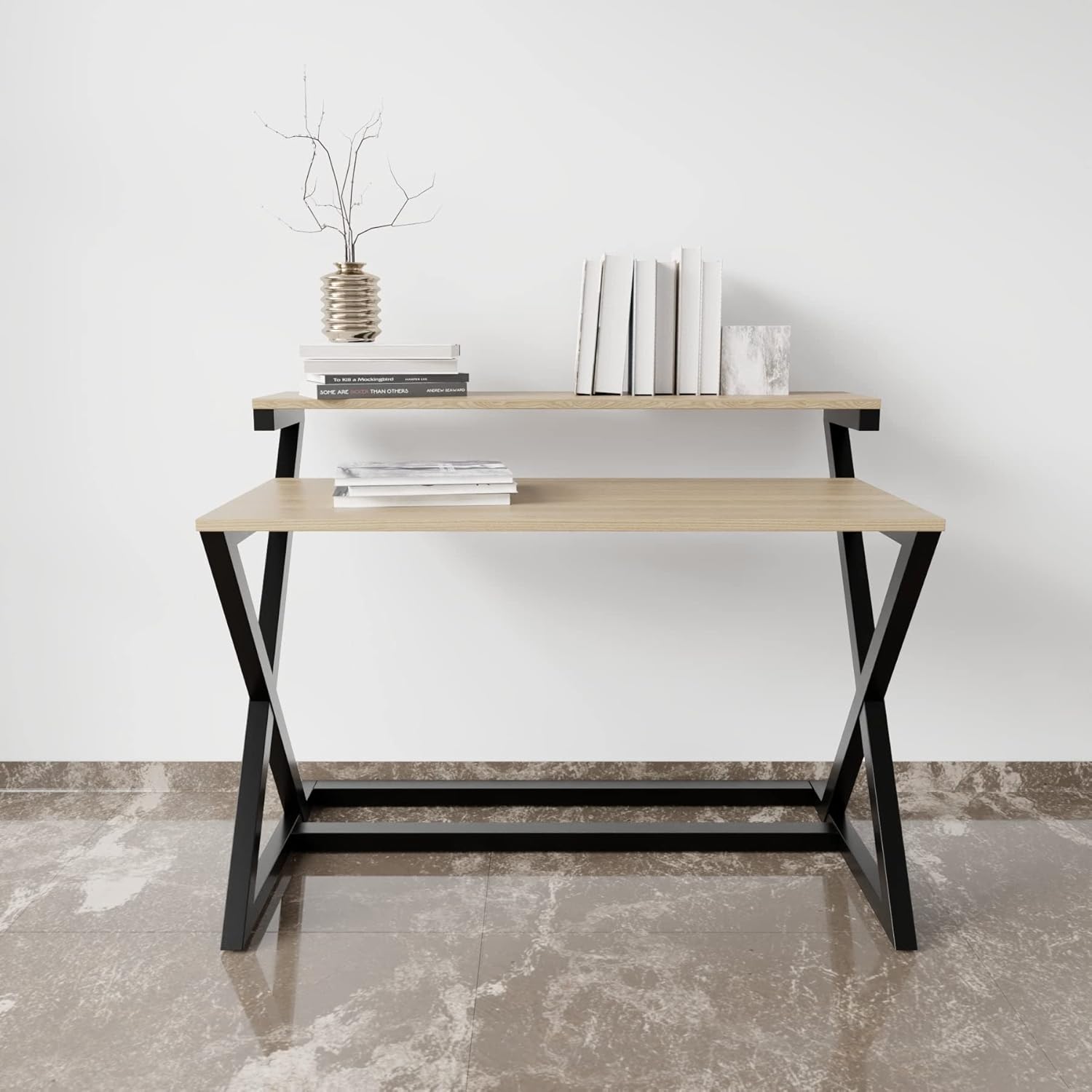 Riyan Luxiwood Austin Engineered Wood Study Table with Shelve for Home ...