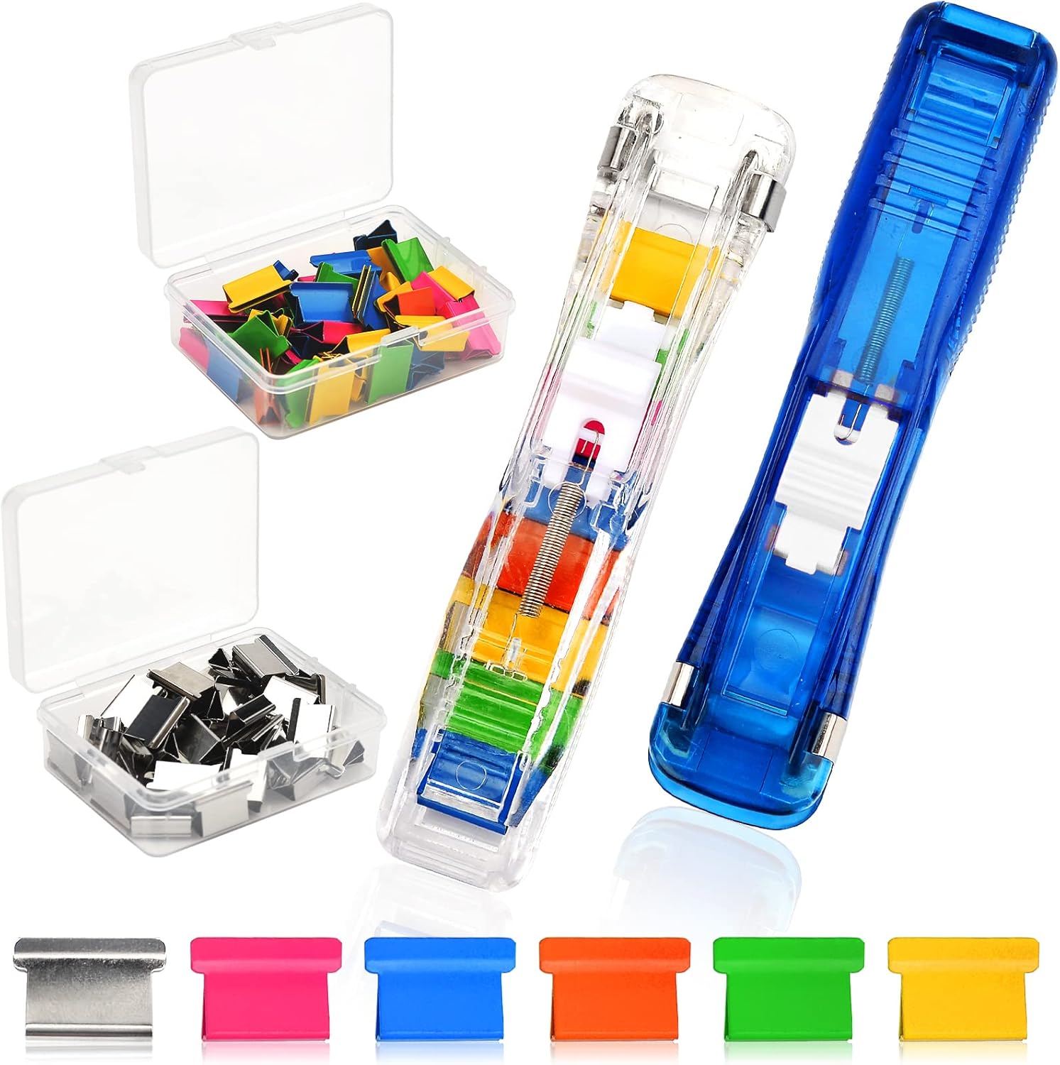 Vibbang 2Pcs Reusable Staplers, Push Stapler Office Paper Clamps ...