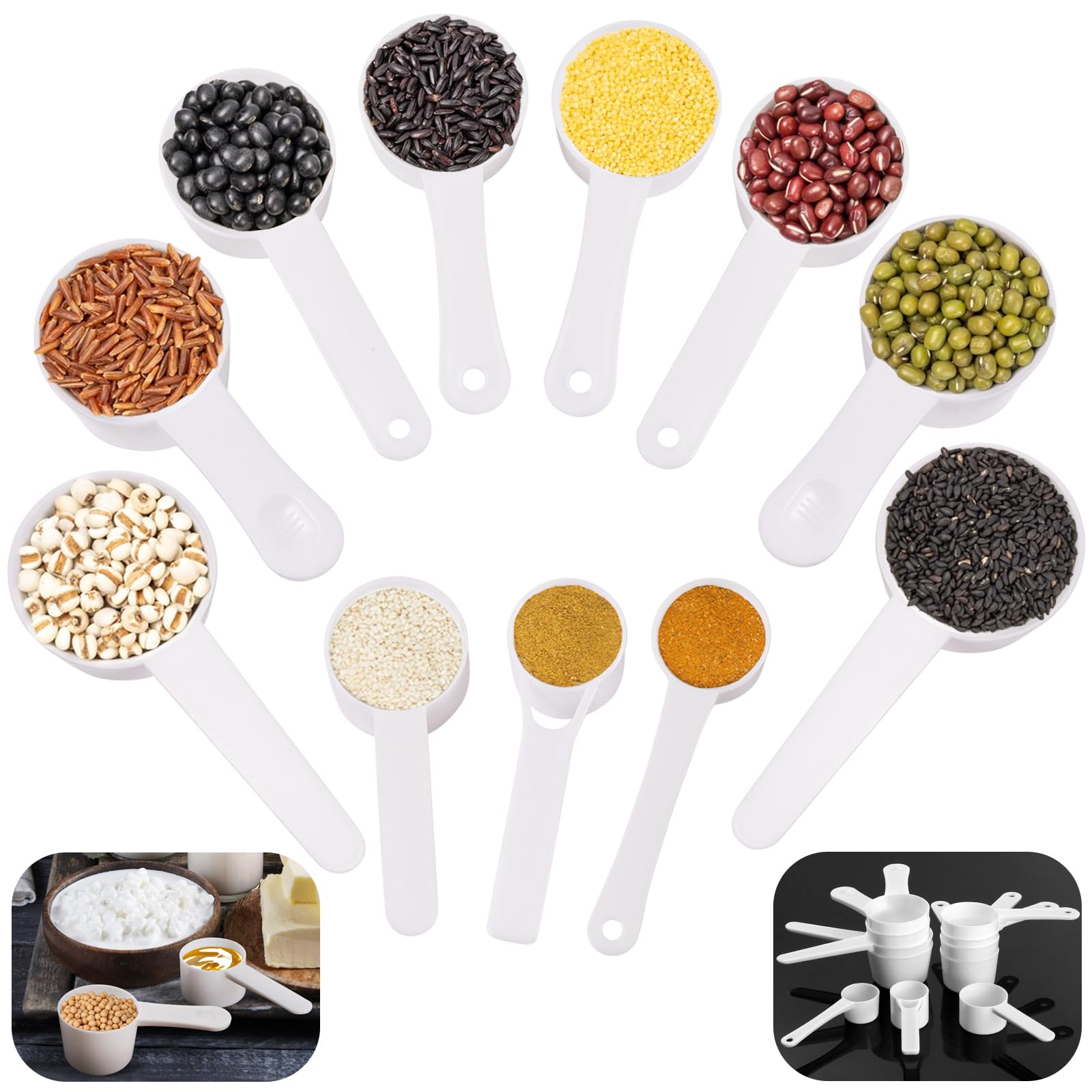 Annyswit 11 Pcs Measuring Scoops Set, Plastic Scoops Reusable for ...