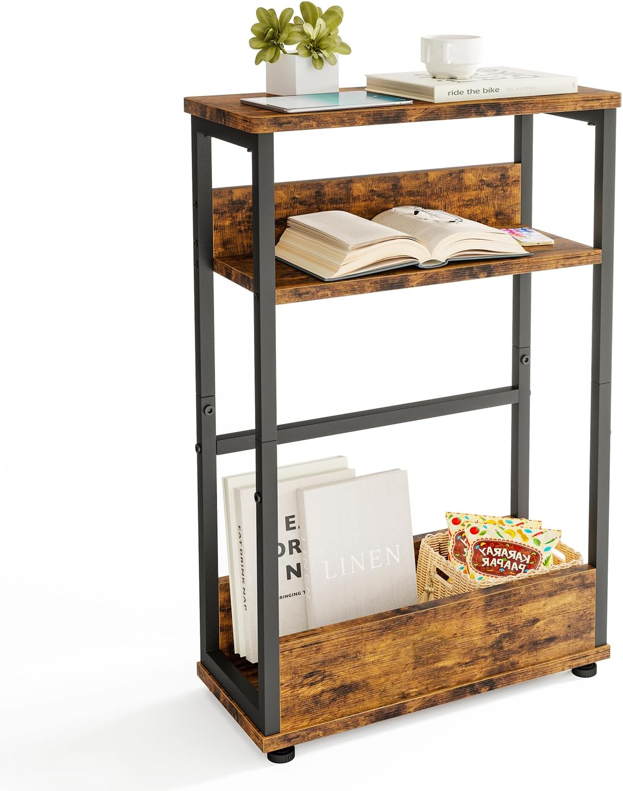 Amazon.com: PROXRACER Side Table, 3-Tier End Table, Narrow Sofa Table ...