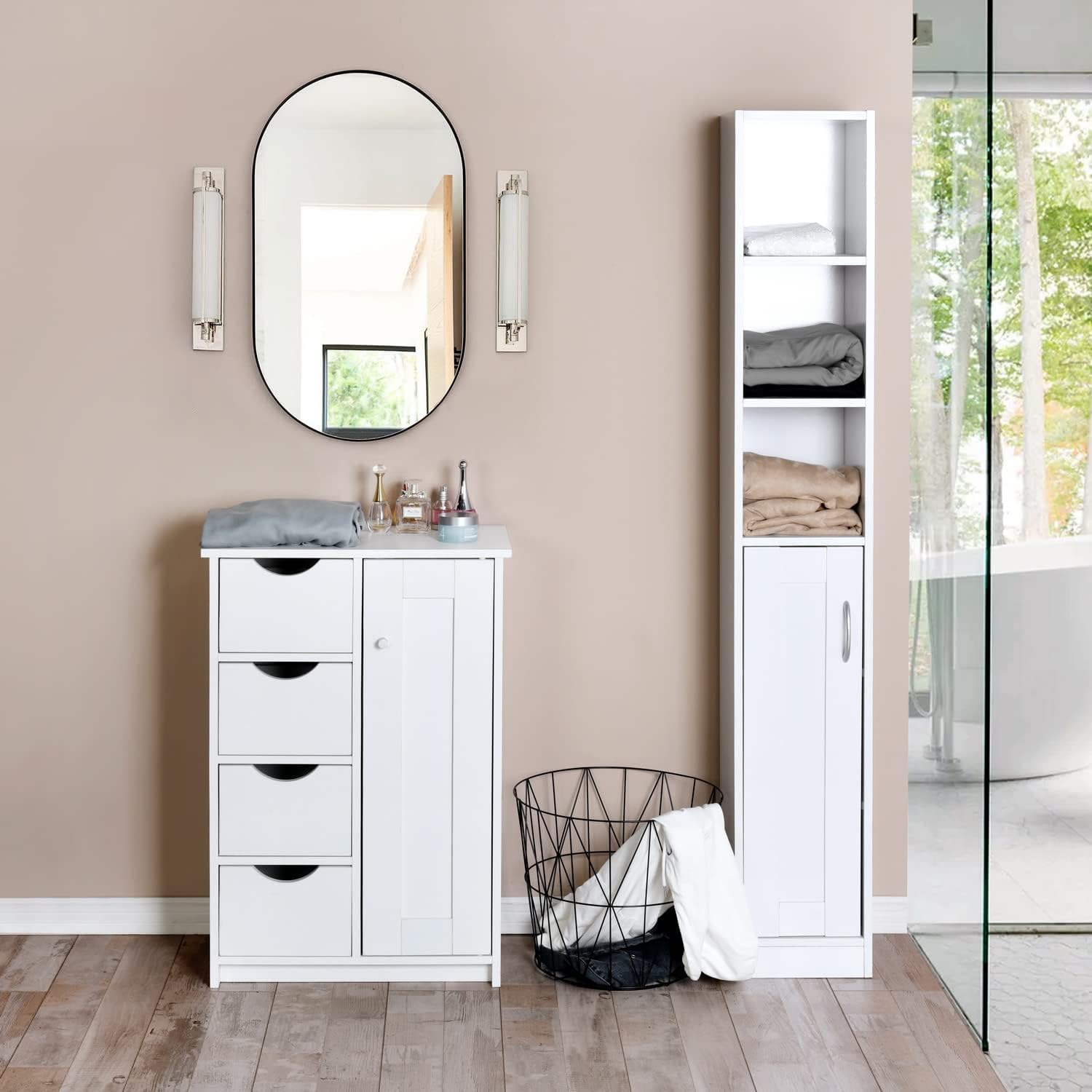 FurnitureR Free-Standing Entryway Unit Console Table, Cupboard for ...