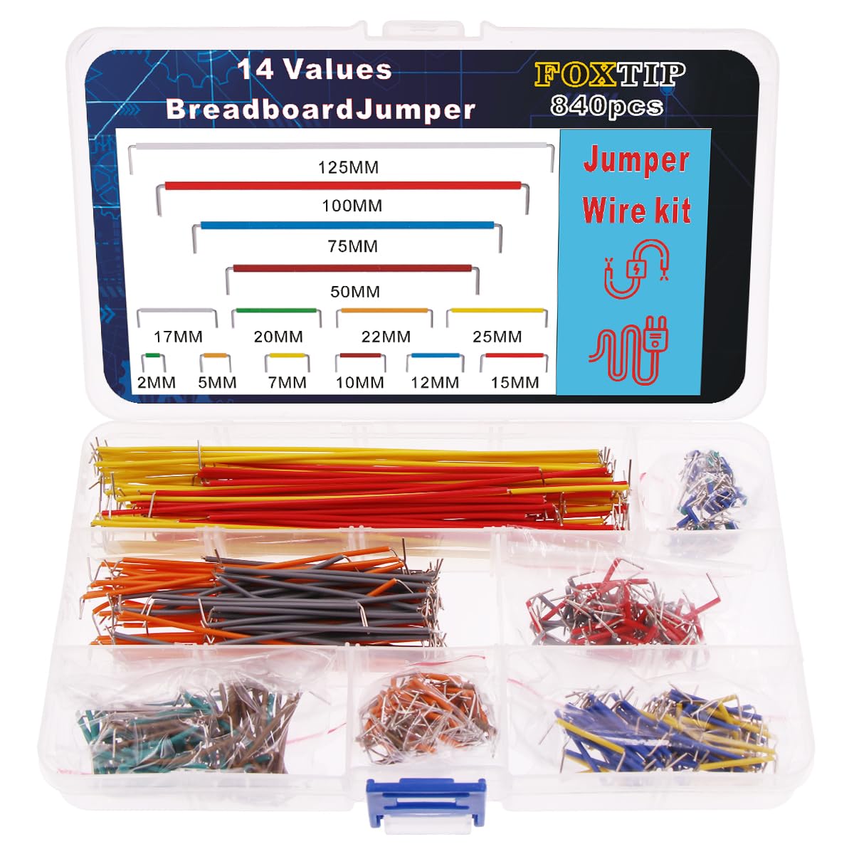 Snapklik.com : 840Pcs Breadboard Jumper Wire, 14 Vaules, Jumper Wire ...