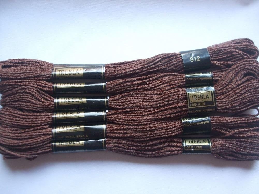 Trebla Pack of 6 Embroidery Thread/Skeins - 8m - Christmas Red - Col ...