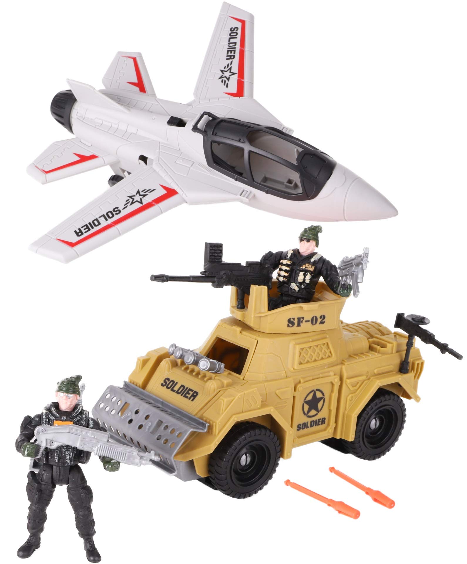 Buy Toyland® Fighter Jet and Army Tank Vehicle & Action Figure Army ...