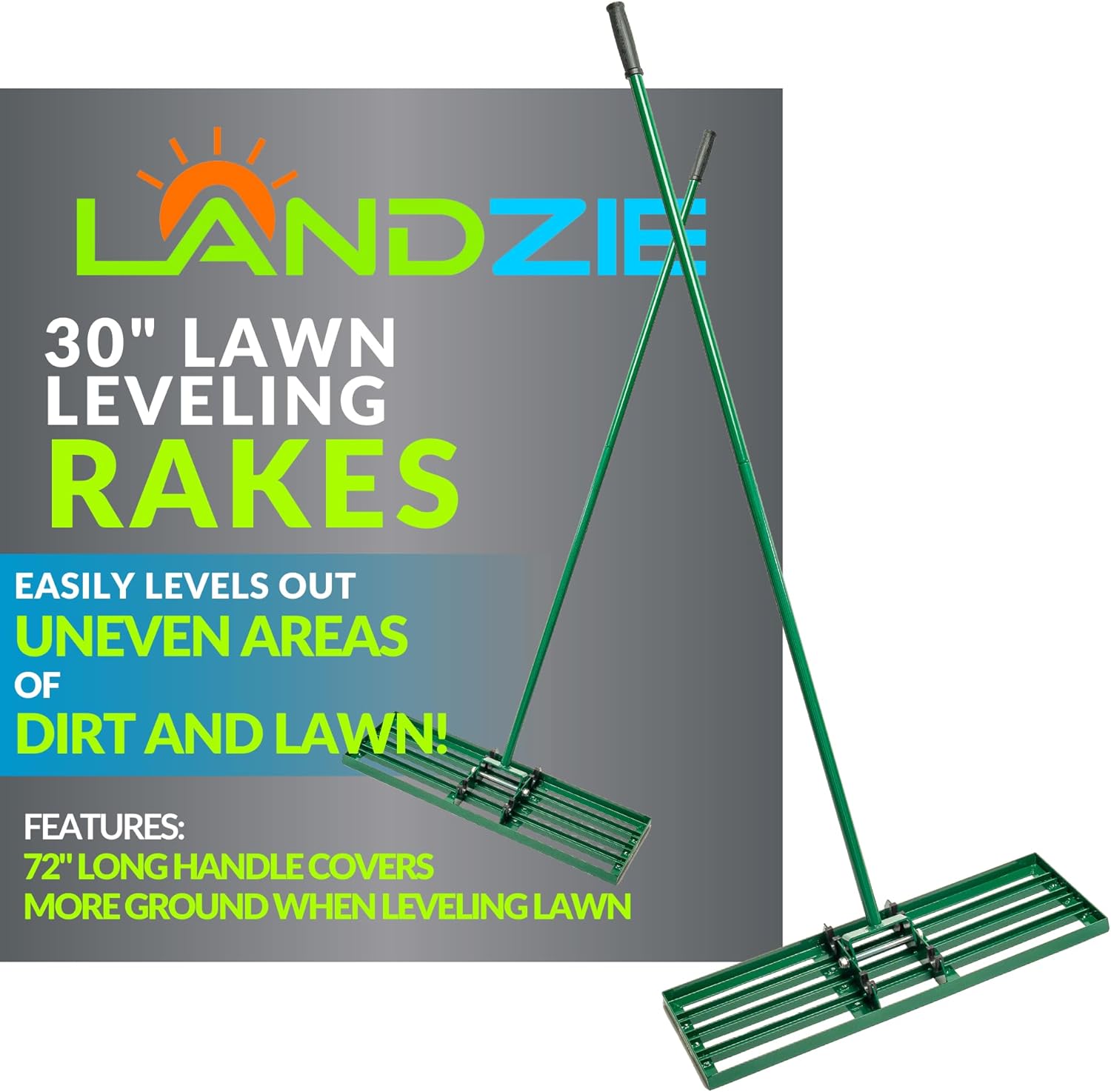 Landzie Lawn Leveling Rake - 30 Inch Wide 72 Inch Handle Powder Coated ...