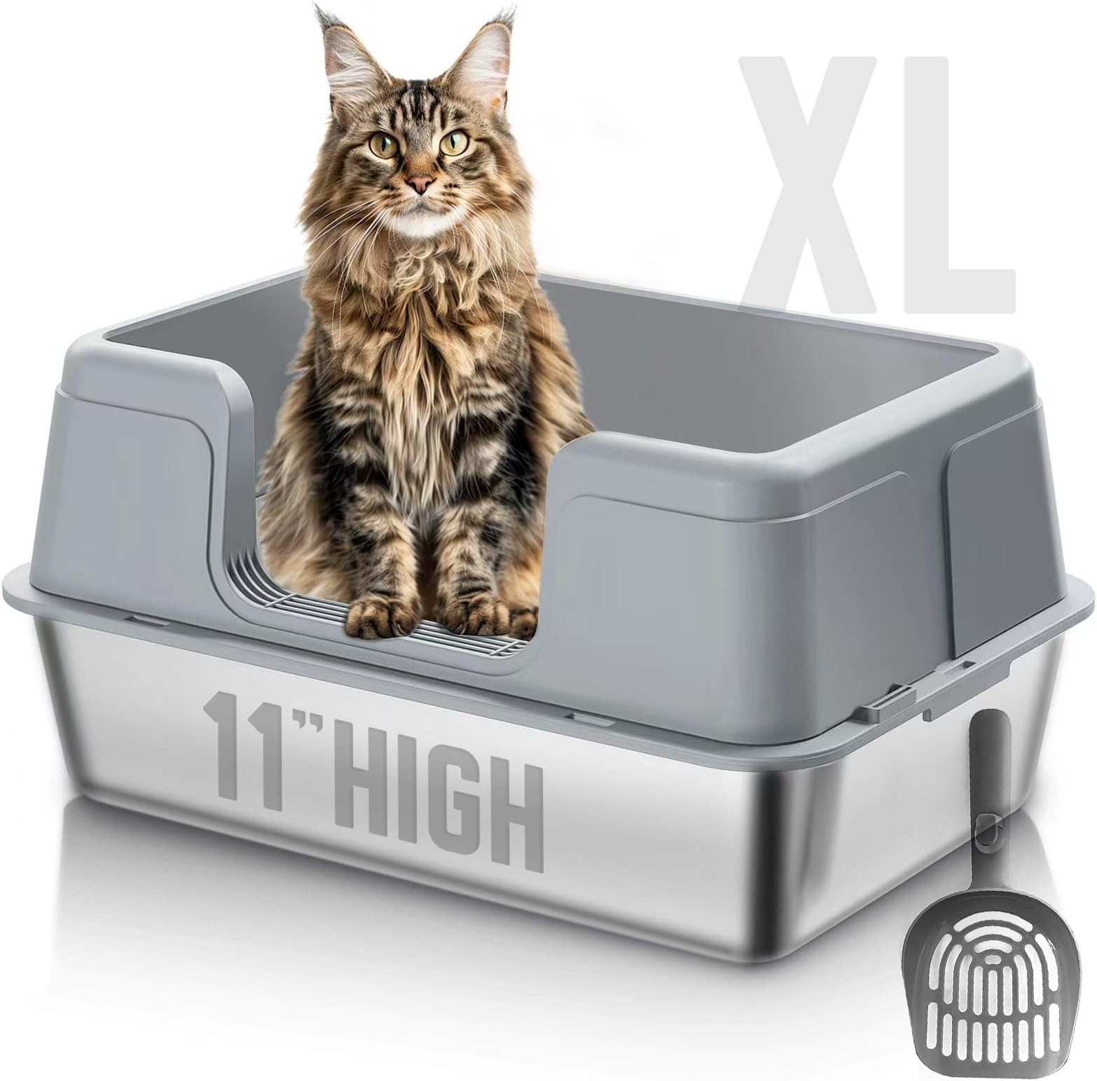 Amazon.com : Stainless Steel Cat Litter Box with Lid, High Sides Metal ...