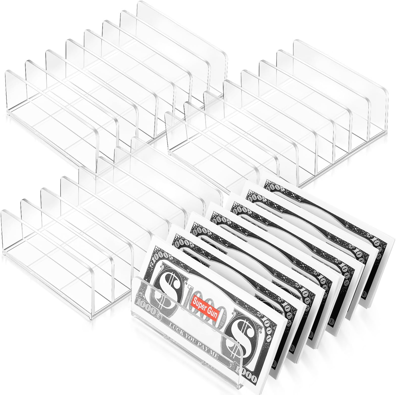 Amazon.com: QTLCOHD 3Pcs Large Cash Tray Organizer 8 Section Money Cash ...