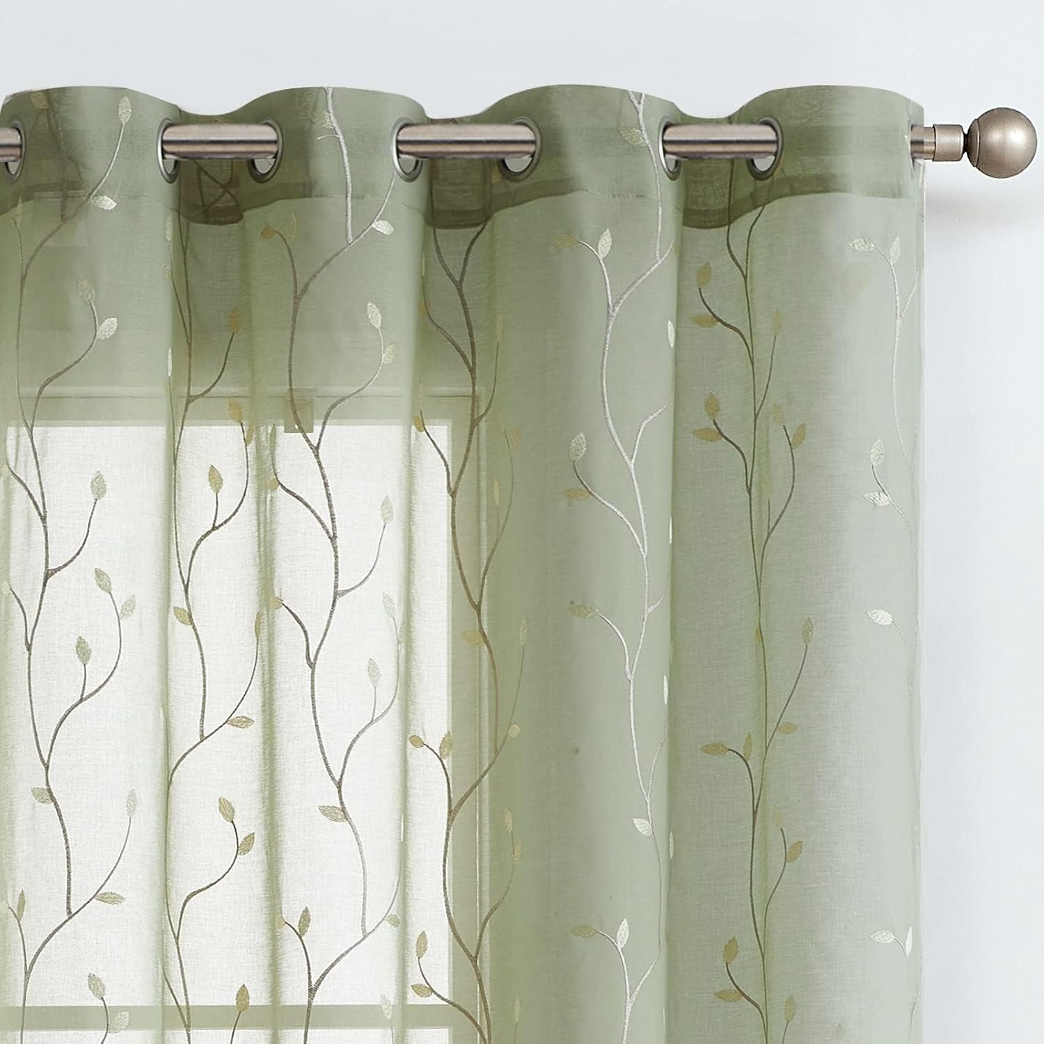 Amazon.com: jinchan Green Boho Sheer Linen Curtains for Bedroom 96 Inch ...