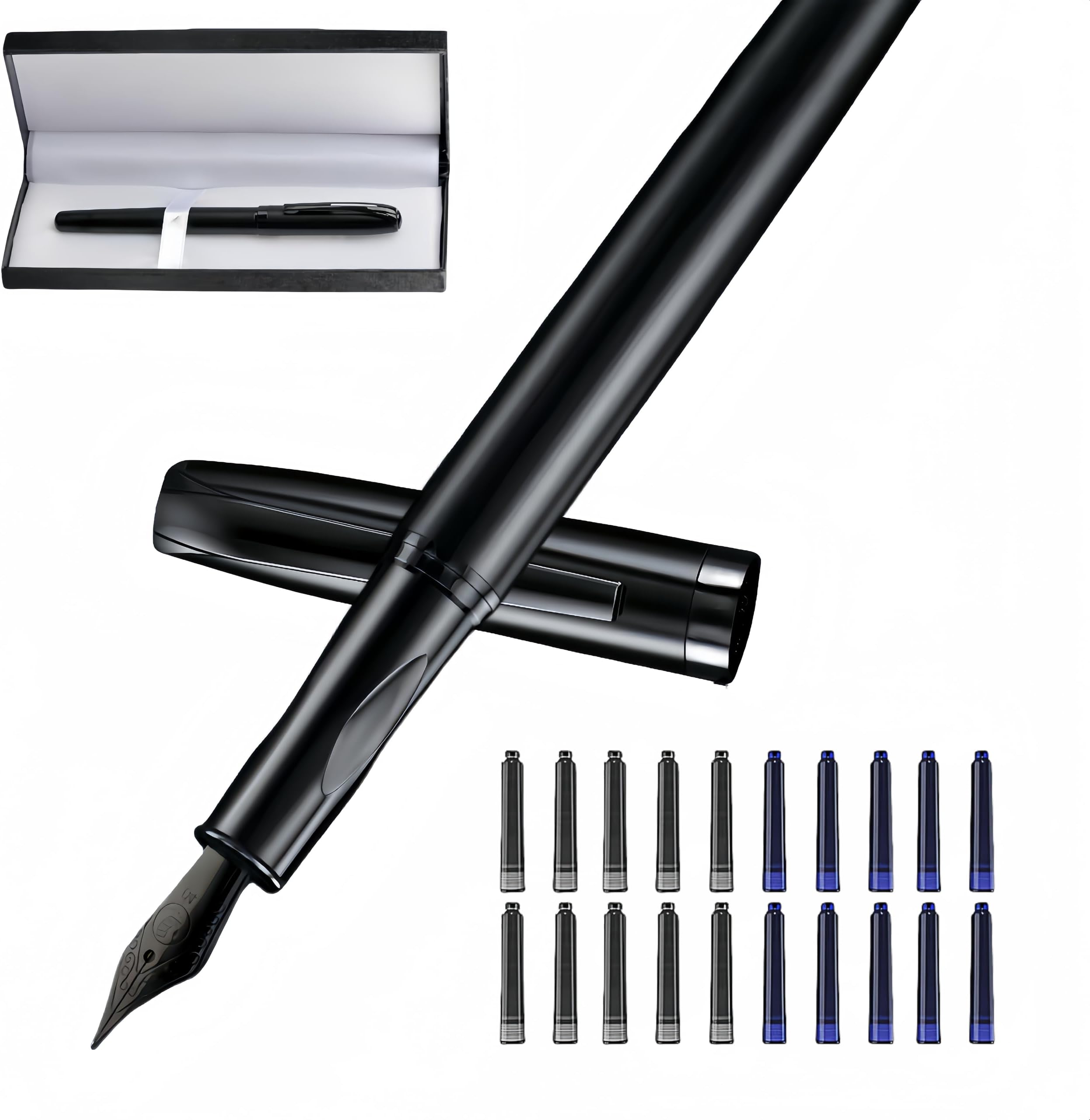 Amazon.com : XMteng Black Metal Fountain Pen - Extra Fine Nib ...