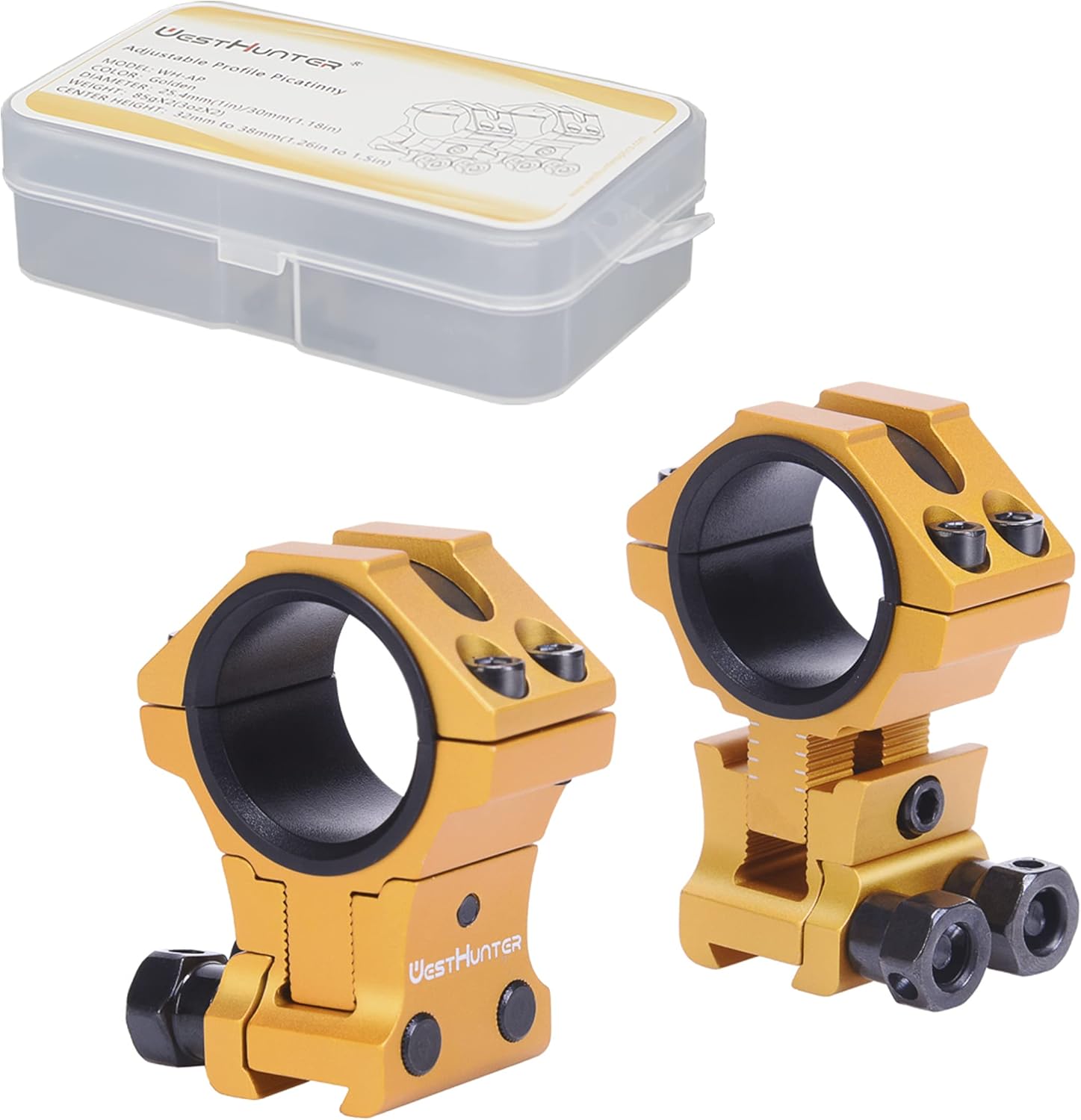 WestHunter Optics Adjustable Height Dovetail Scope Rings, 1 Inch 30 mm ...