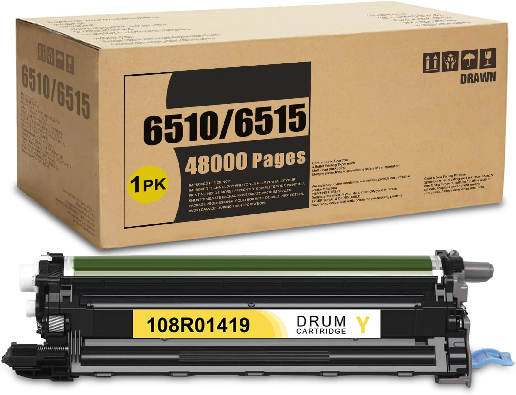 Amazon.com: 6510/6515 Yellow Drum Cartridge: DRWN 1 Pack 108R01419 Drum ...