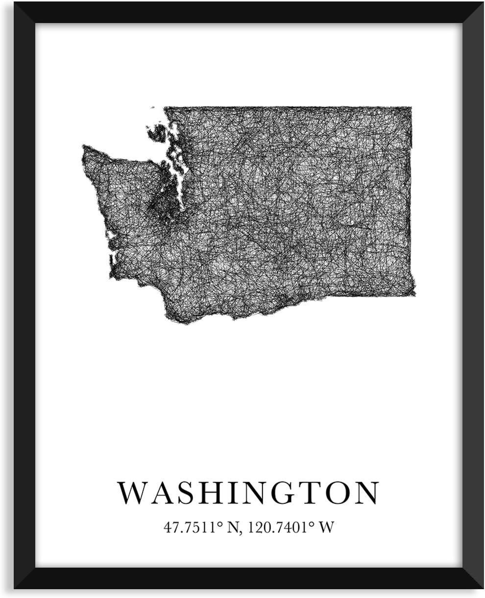 Amazon.com: Serif Design Studios Washington, Longitude, Latitude, City ...