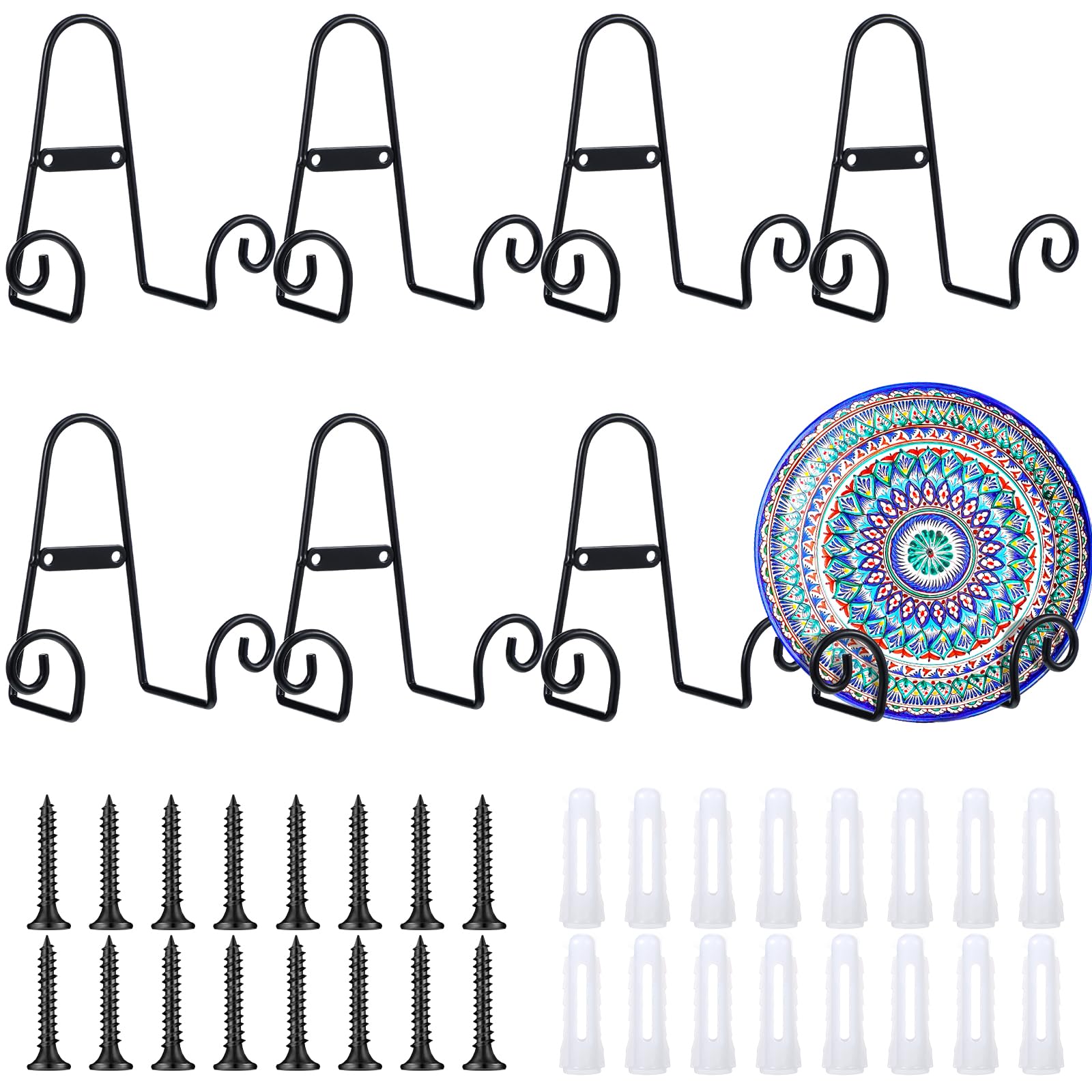 Amazon.com: Blulu 8 Pcs Wall Mount Plate Display Stands Medium Wall ...