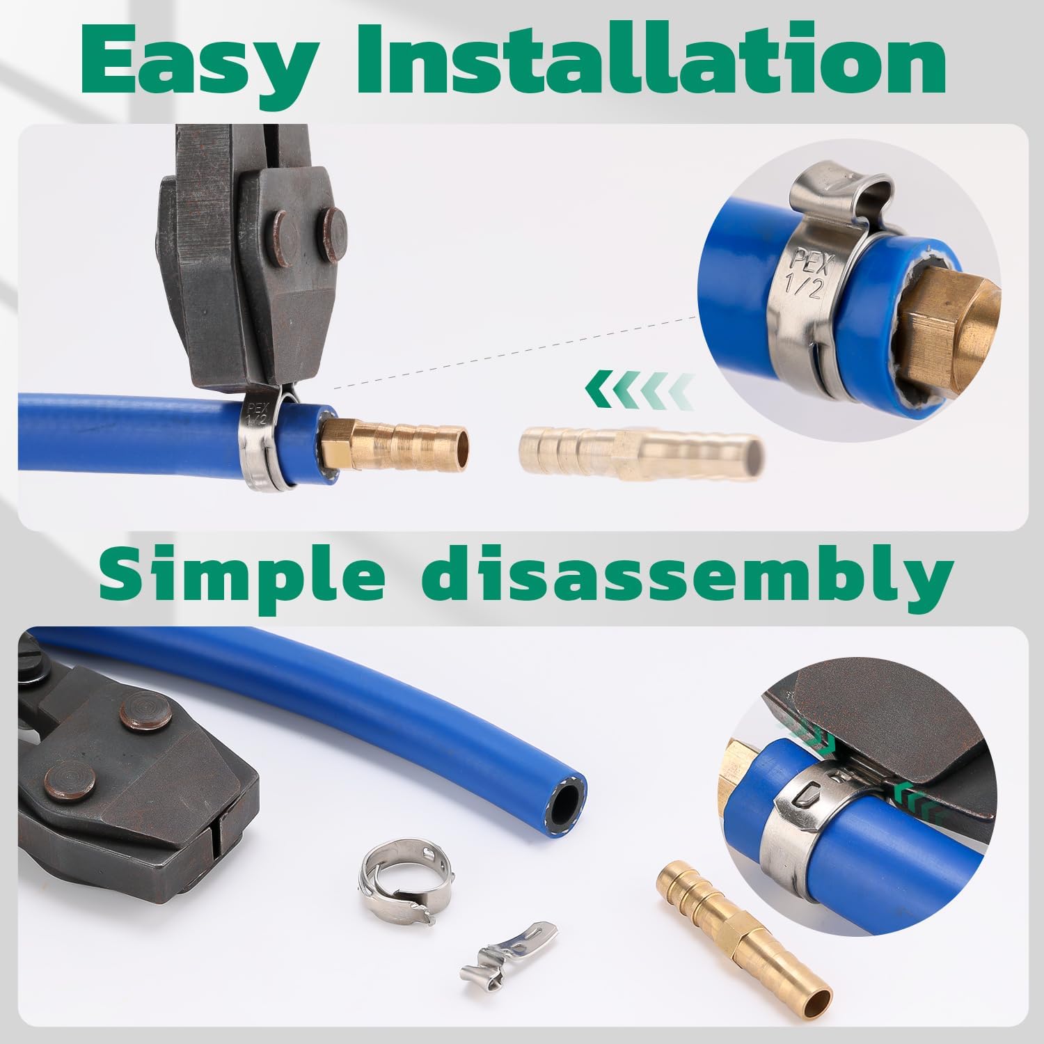 Snapklik.com : 150 Pack 3/8 Inch Pex Clamps,304 Stainless Steel Pex ...