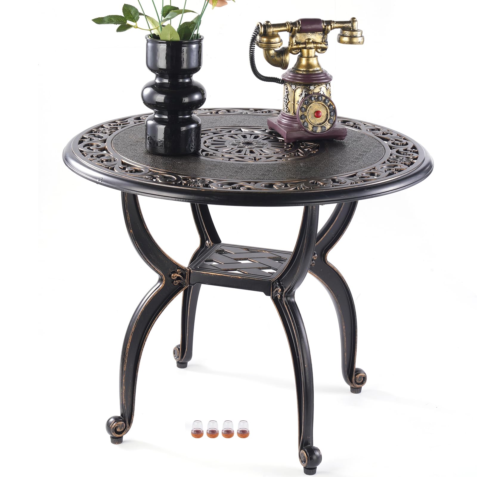 Amazon.com: VOKLOO Cast Metal Aluminum Side Table, Small Outdoor Side ...