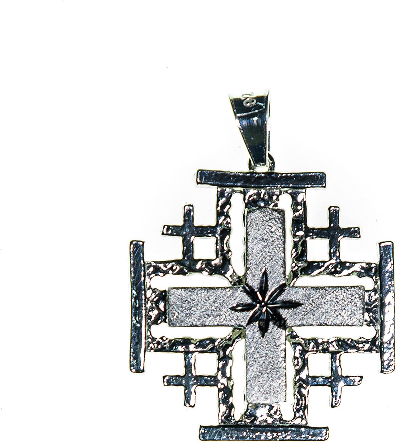Amazon.com: Sterling Silver (925) Jerusalem Crusader's cross Pendant ...