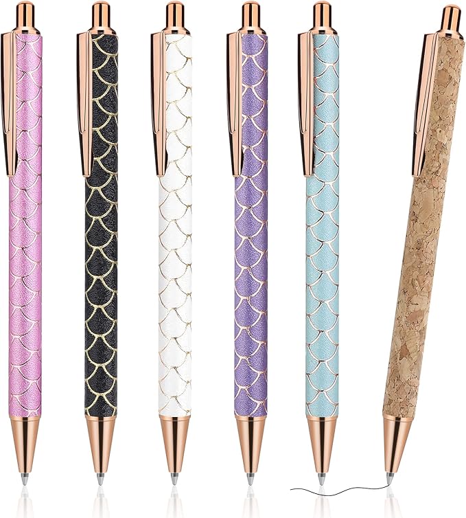 Molain 6 Pieces Bling Sparkly Metal Pens, Retractable Ballpoint Pens ...
