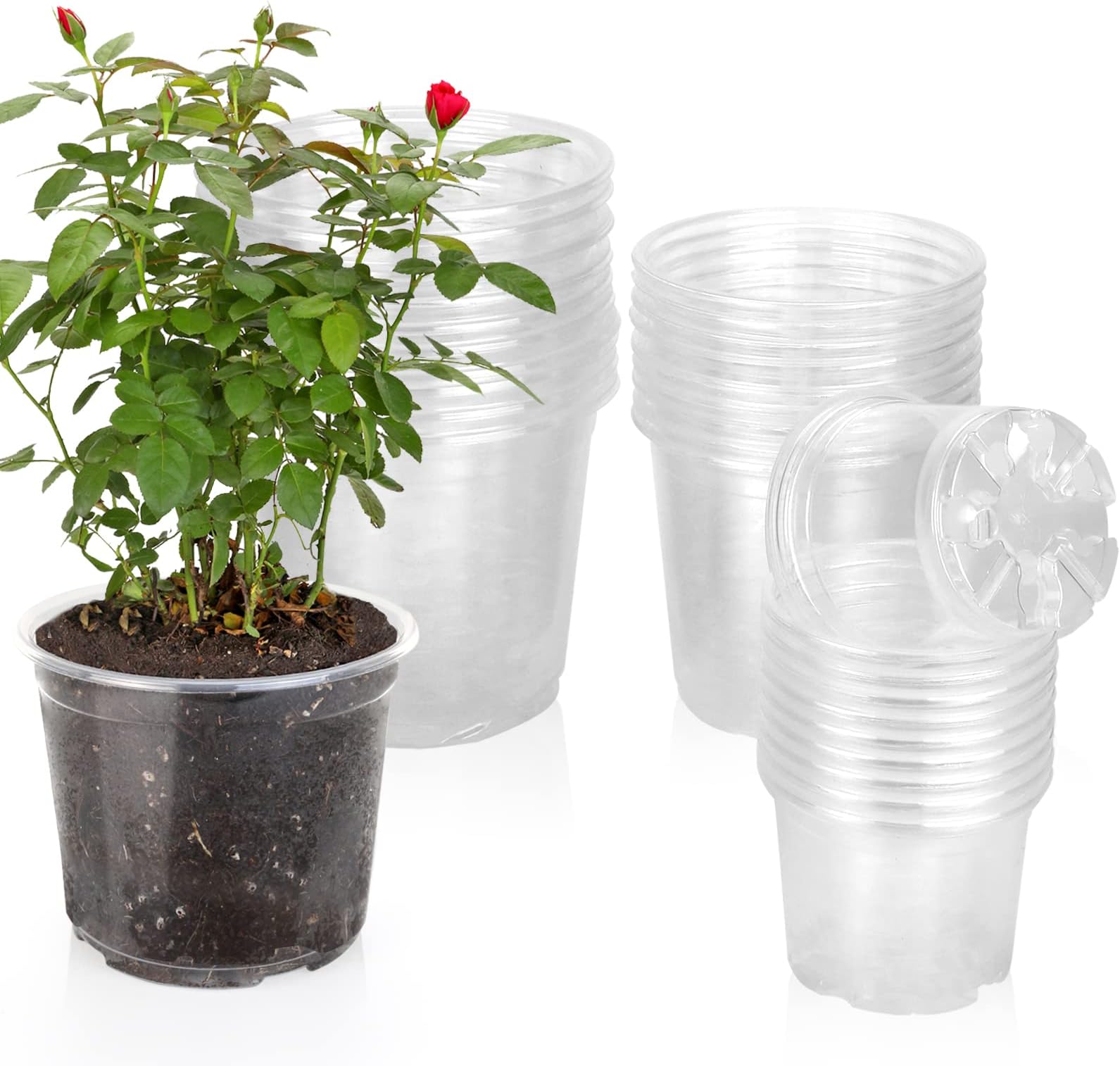 Amazon.com: RAOOKIF 24 Pack Nursery Pots(4+5+6+7 Inch),Flexible Nursery ...