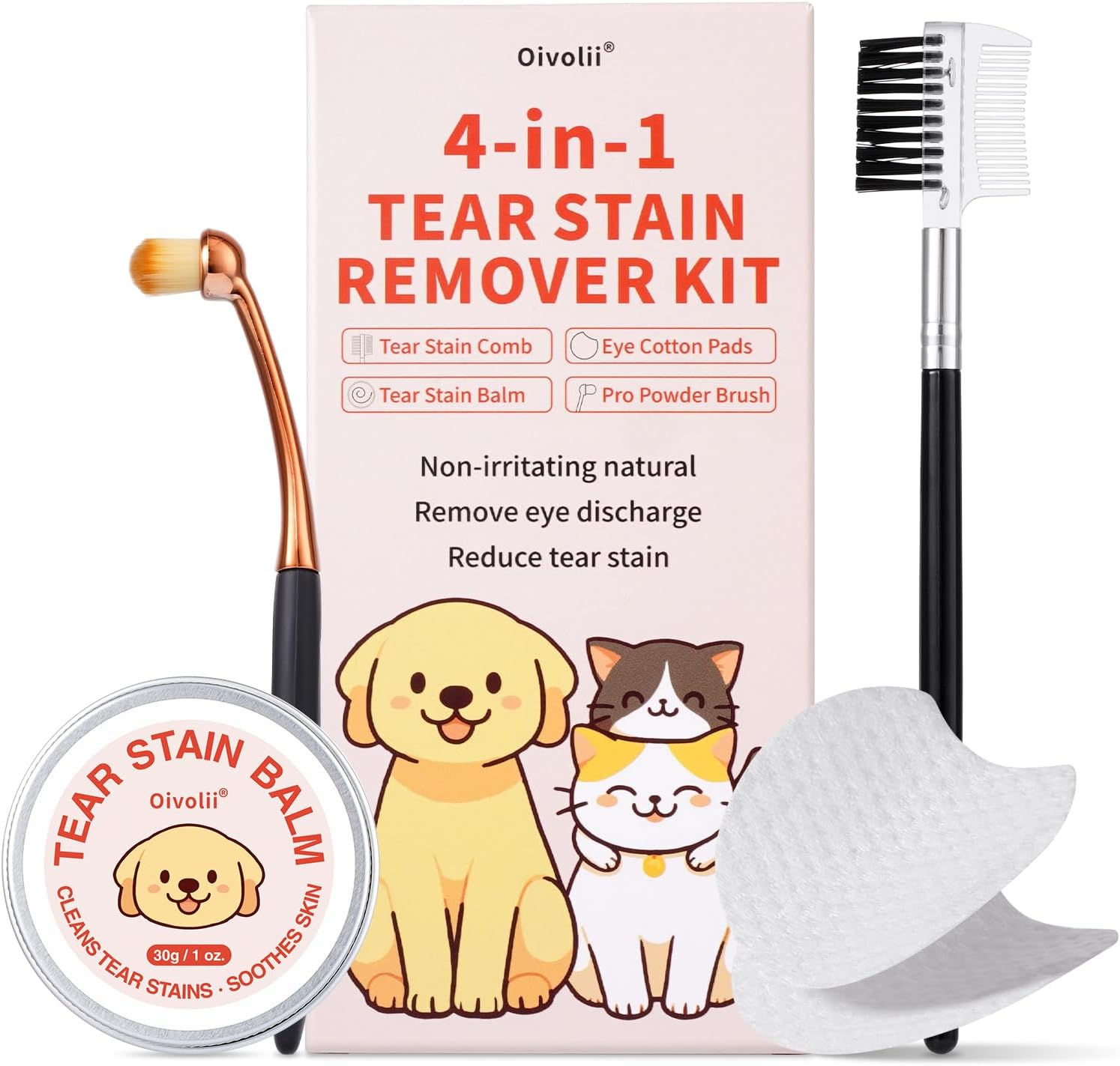 Amazon.com : Oivolii Tear Stain Remover Kit for Dogs & Cats with Tear ...