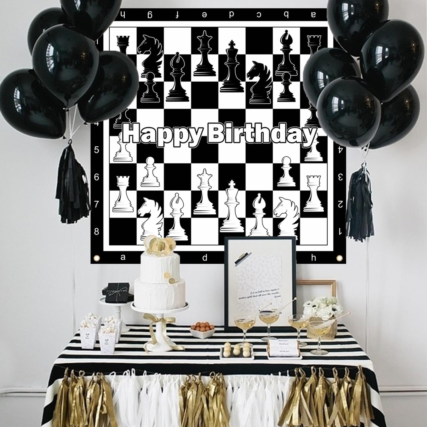 Chess Theme Black White Checkered Background Chess Theme Backdrop 5x3ft ...