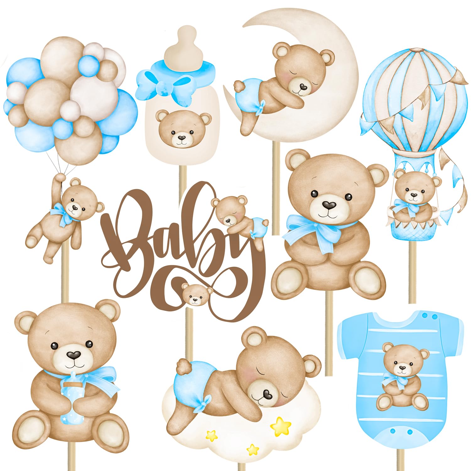 Amazon.com: Teddy Bear Centerpiece Sticks Bear Baby Shower Centerpieces for Table We Can Bearly ...