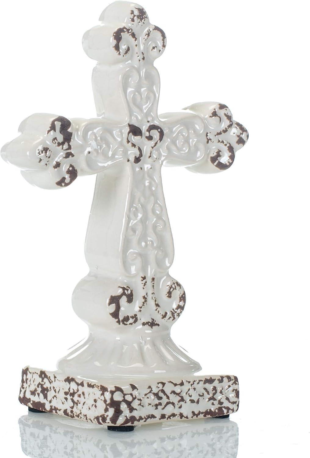 Amazon.com: Drew Derose Standing Cross Brushed White 7 x 5 Glossy ...