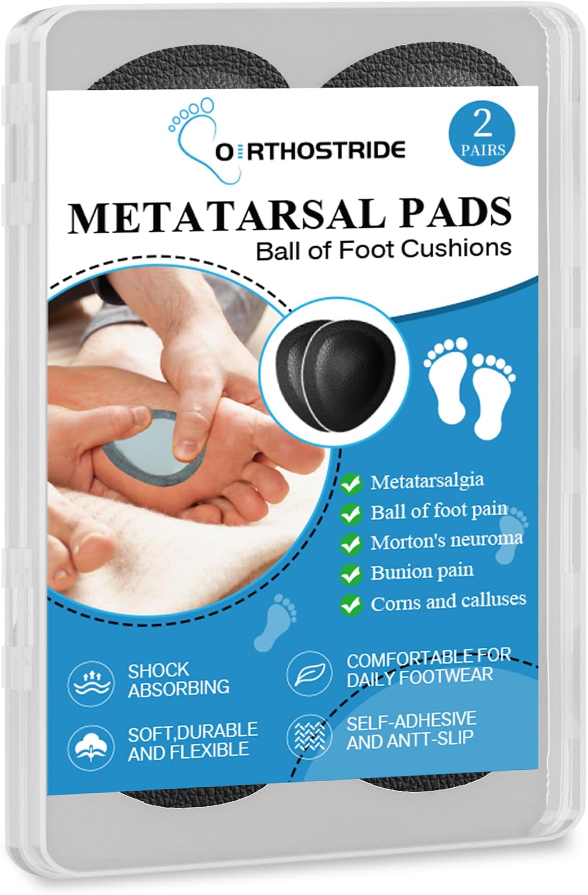 Amazon.com: Orthostride Metatarsal Pads for Men, Ball of Foot Cushions ...