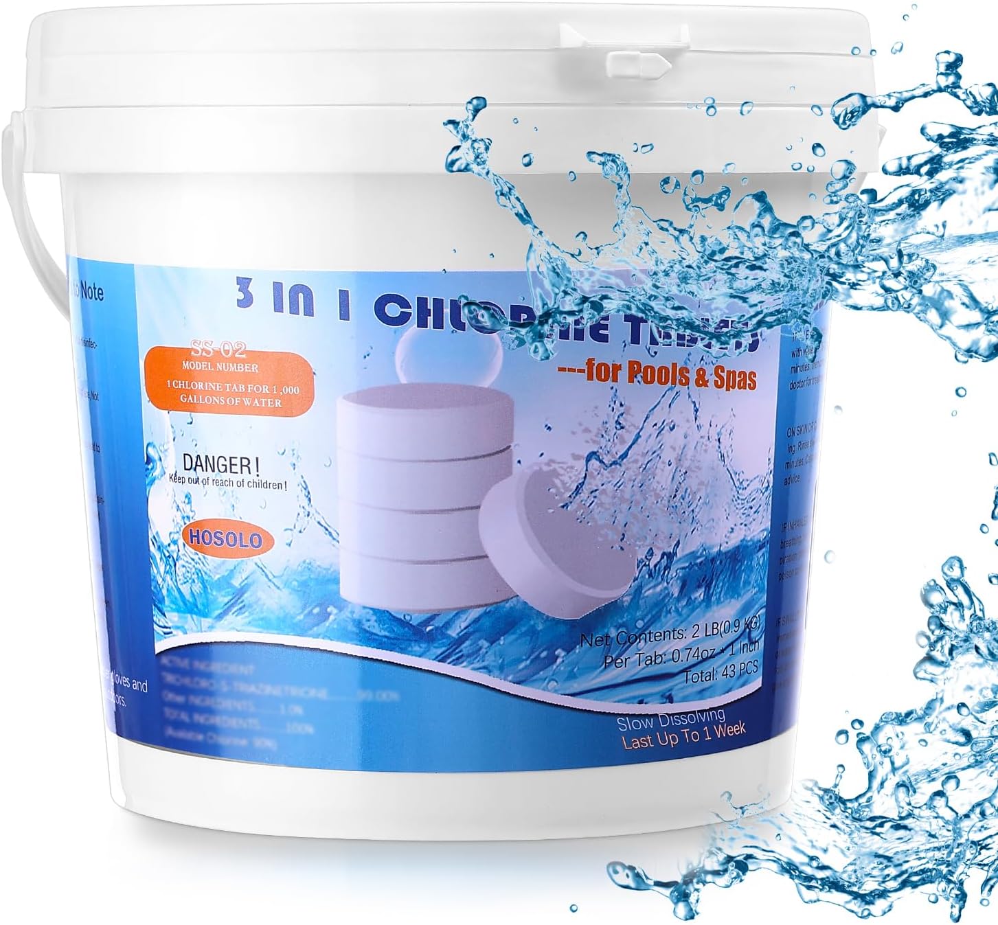 Amazon.com : 1 Inch 2 LB Stabilized Chlorine Tablets Swimming Pool Tabs ...