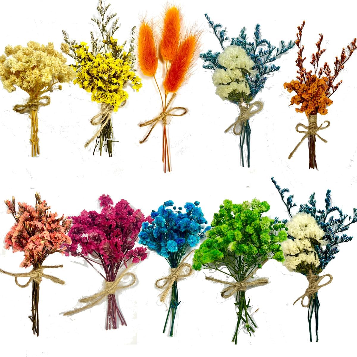 Amazon.com: 10Pcs Mini Dried Flowers Bouquet, Mixed Natural Dried ...