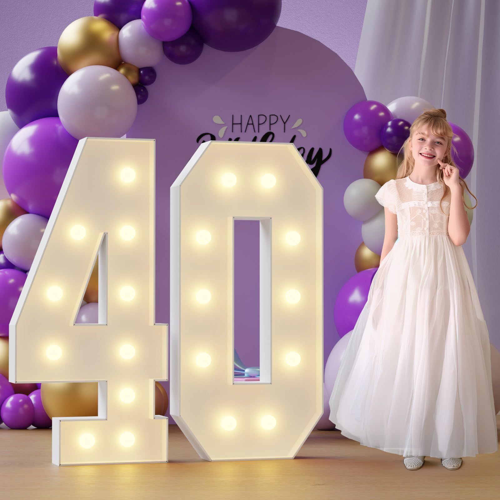 Amazon.com: Rielmox 4FT Marquee Numbers 40 Light Up Number, Marquee ...