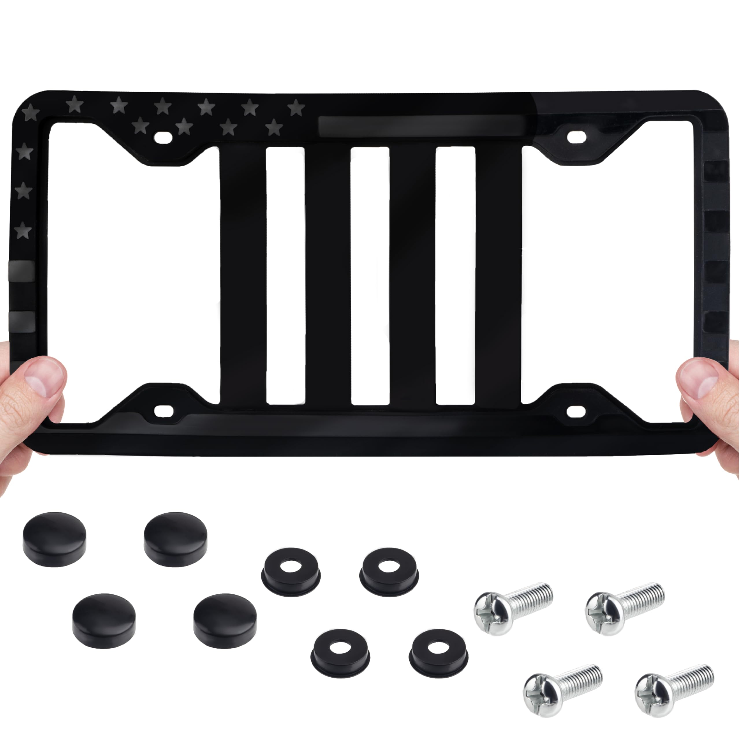 Snapklik.com : Silicone License Plate Frame, Black American Flag ...