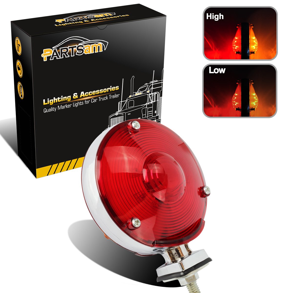 Buy Partsam 4" Round Double Face Star Led Pedestal Light 24 LED Red ...