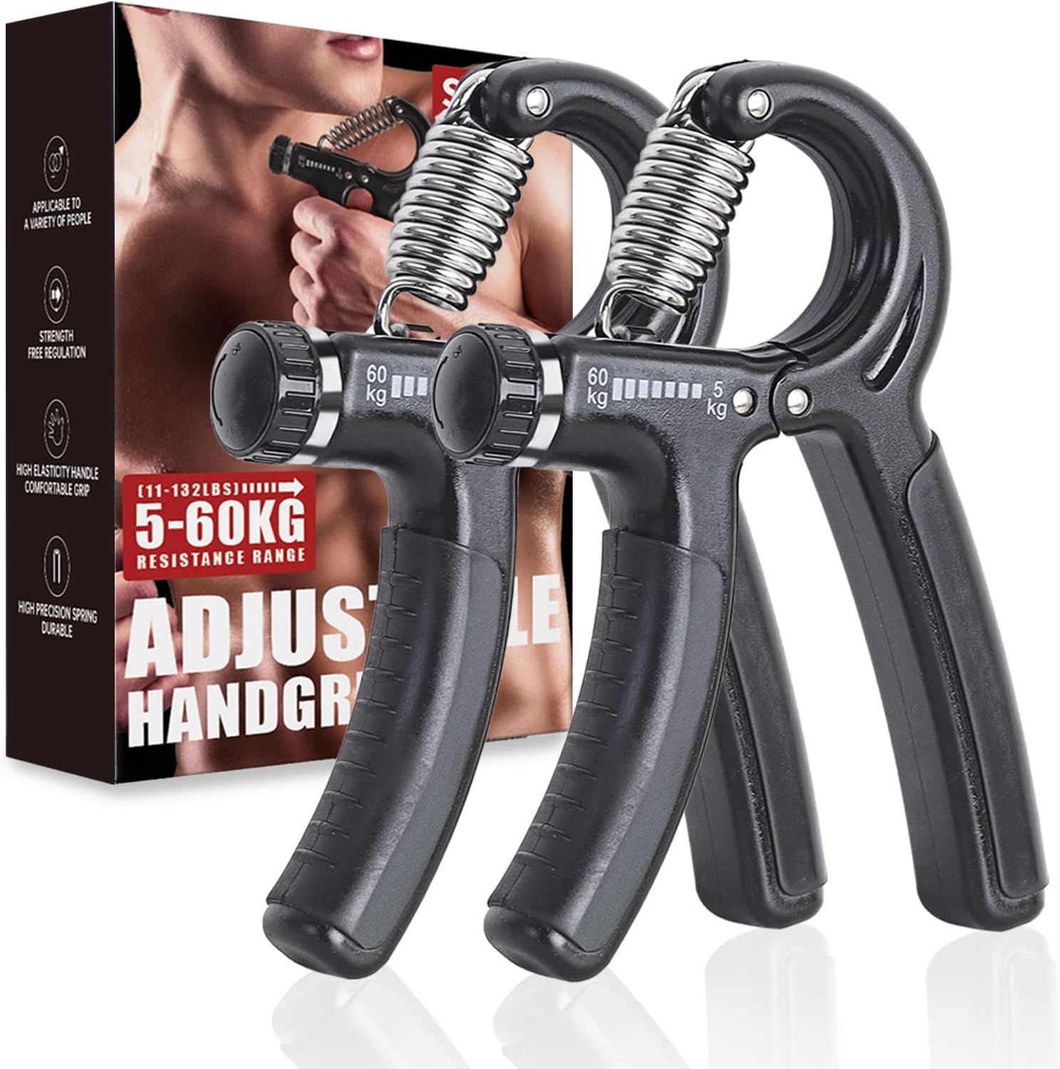 Shnlie Hand Grip Strengthener Trainer Set, Adjustable Resistance(5-60KG ...
