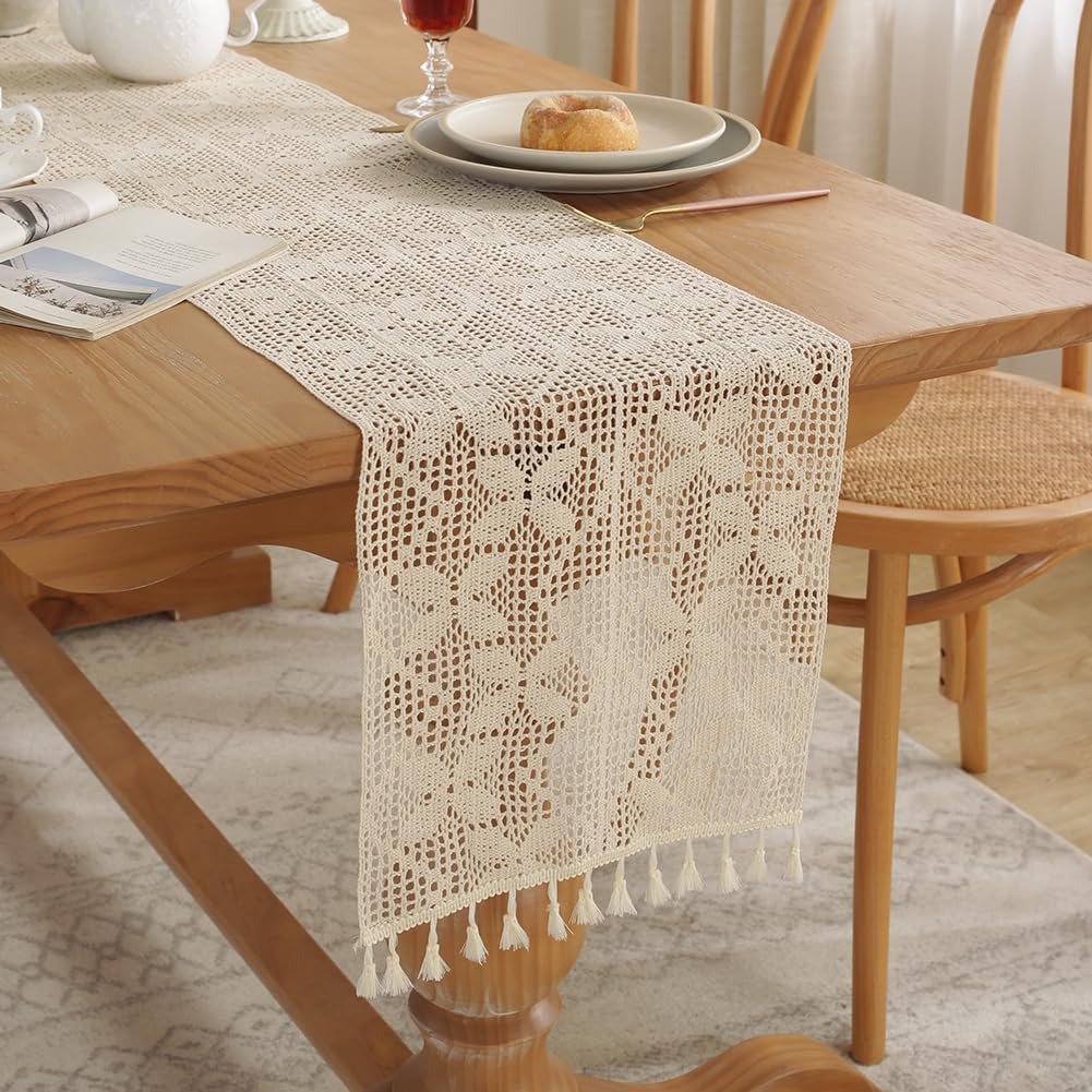 Amazon.com: meioro Mesh Woven Table Runners, 35x108 Inch Boho Cotton ...