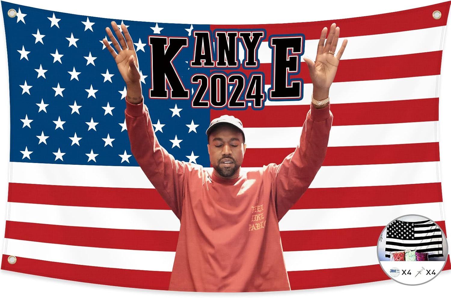 Amazon.com : Probsin Flag for Kanye 2024 America Funny 3x5 Feet Banner ...