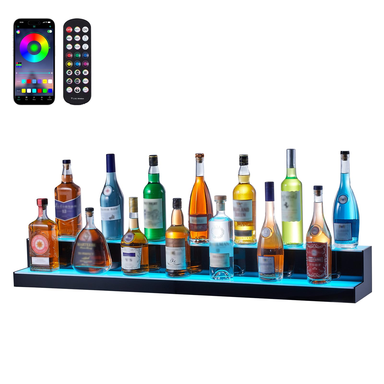 Amazon.com: VEVOR LED Lighted Liquor Bottle Display, 2 Tiers 48 Inch ...