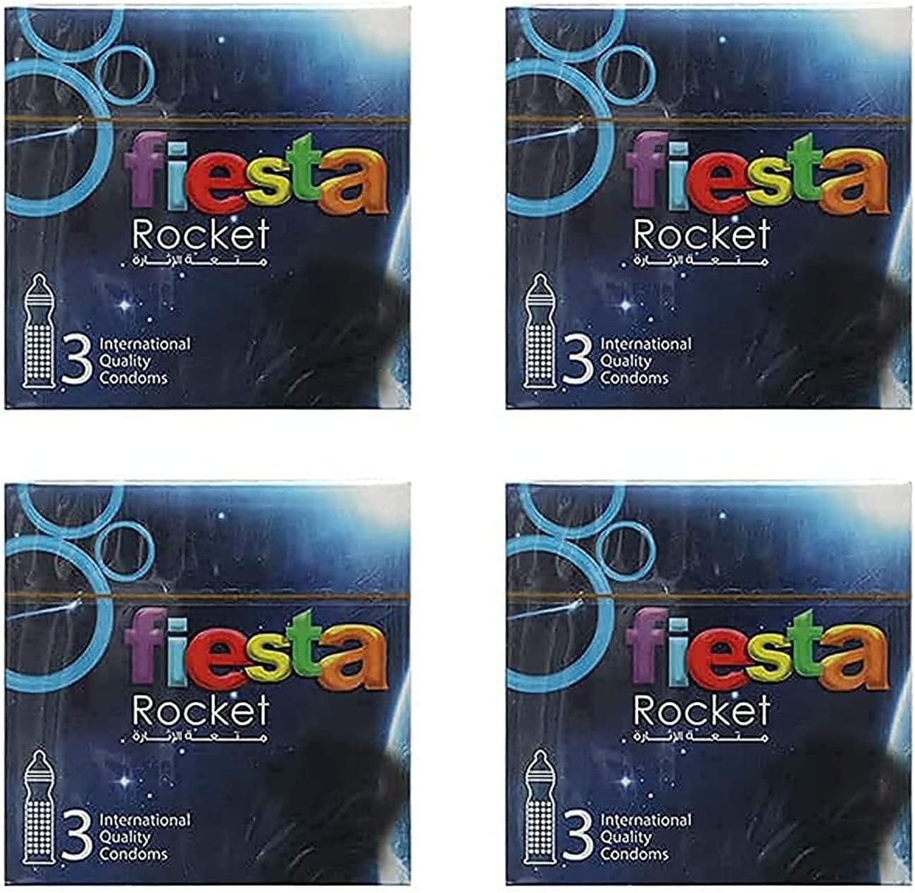 Fiesta Rocket Ribbed & Dotted Condoms - Pack of 4 of 3 Pieces Each: Buy ...