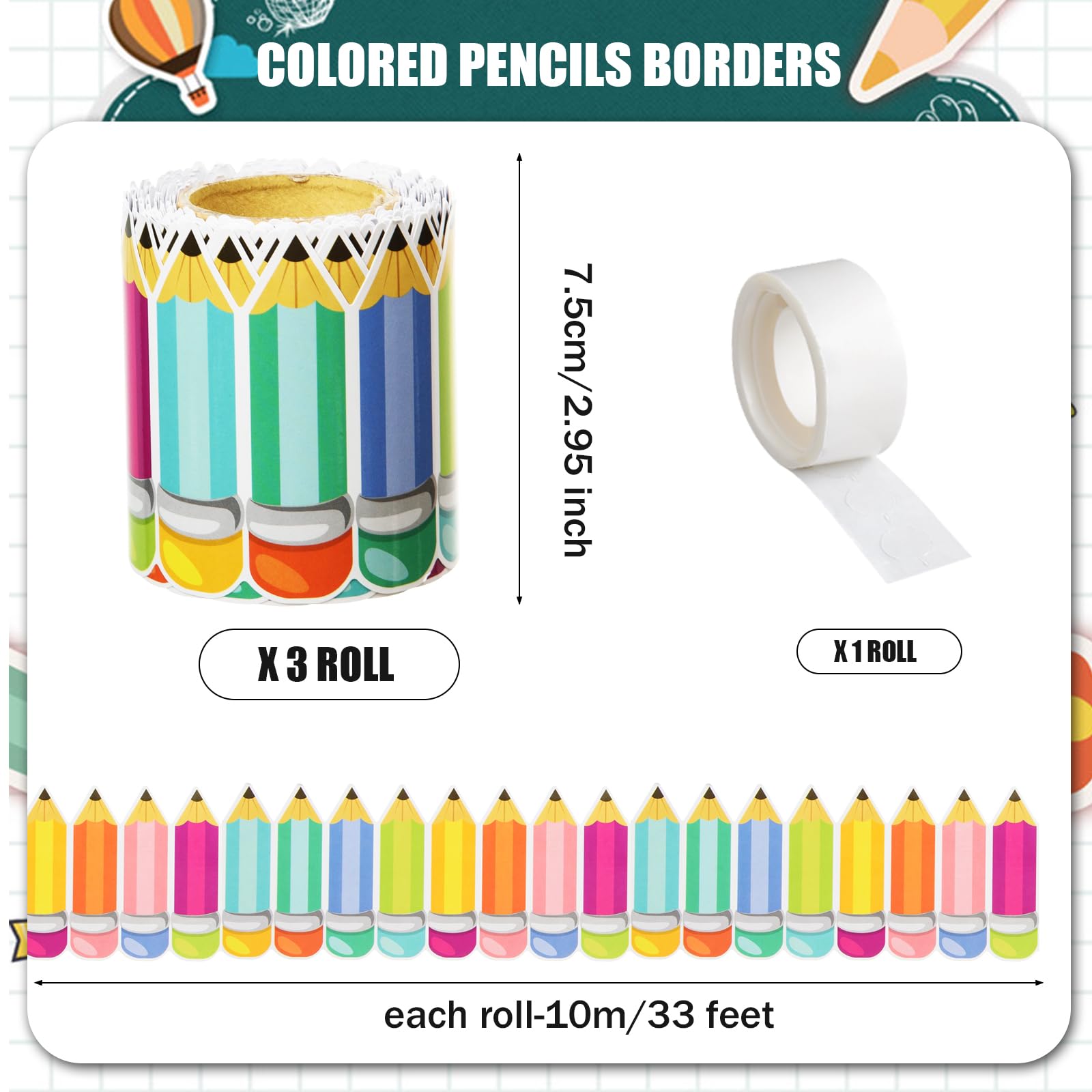 Snapklik.com : 99 Feet Pencils Bulletin Board Borders Colored Pencils ...