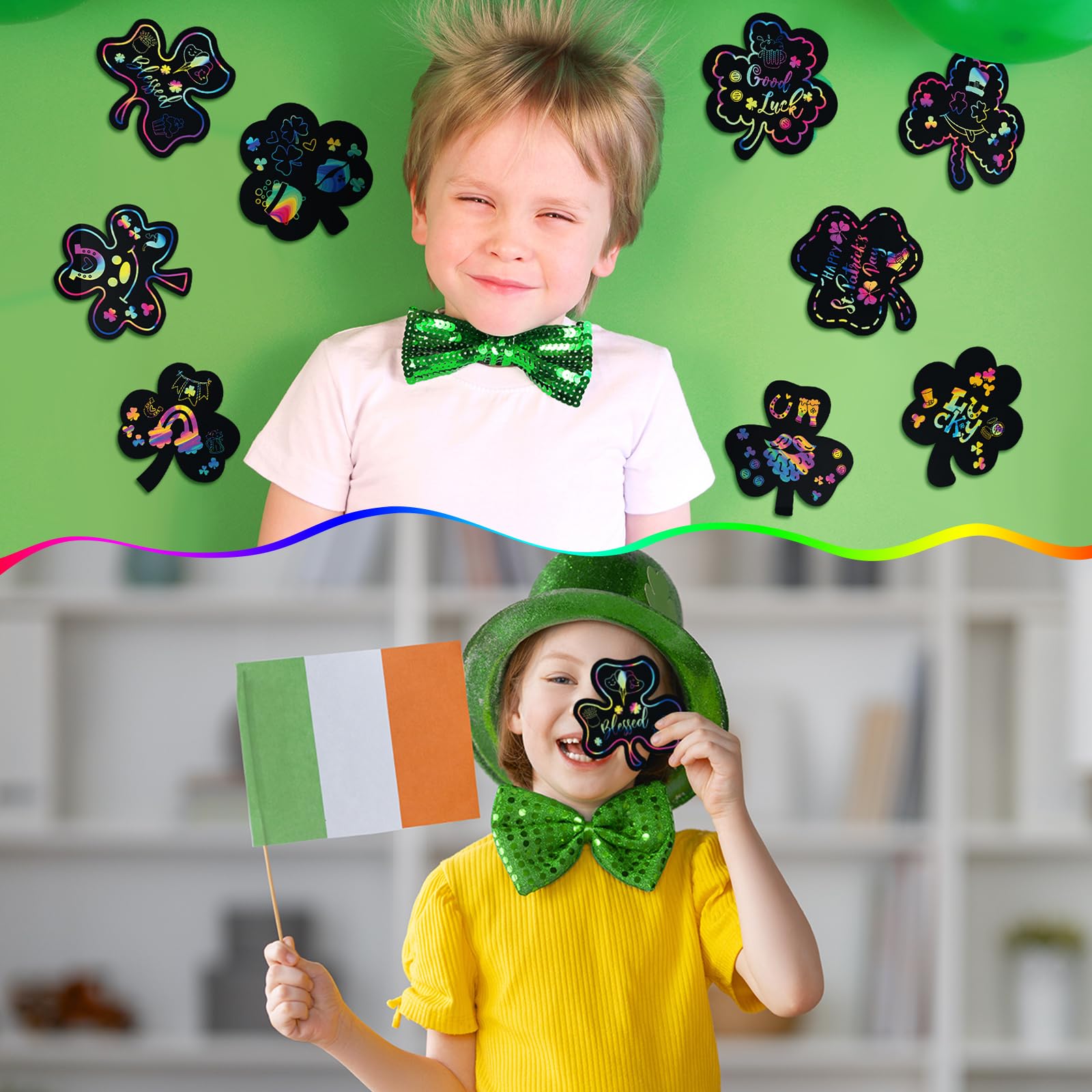 Snapklik.com : 36 Pack St Patricks Day Shamrocks Scratch Crafts For ...