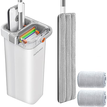 Amazon.com: BOSHENG Mop and Bucket with Wringer Set, Hands Free Flat ...