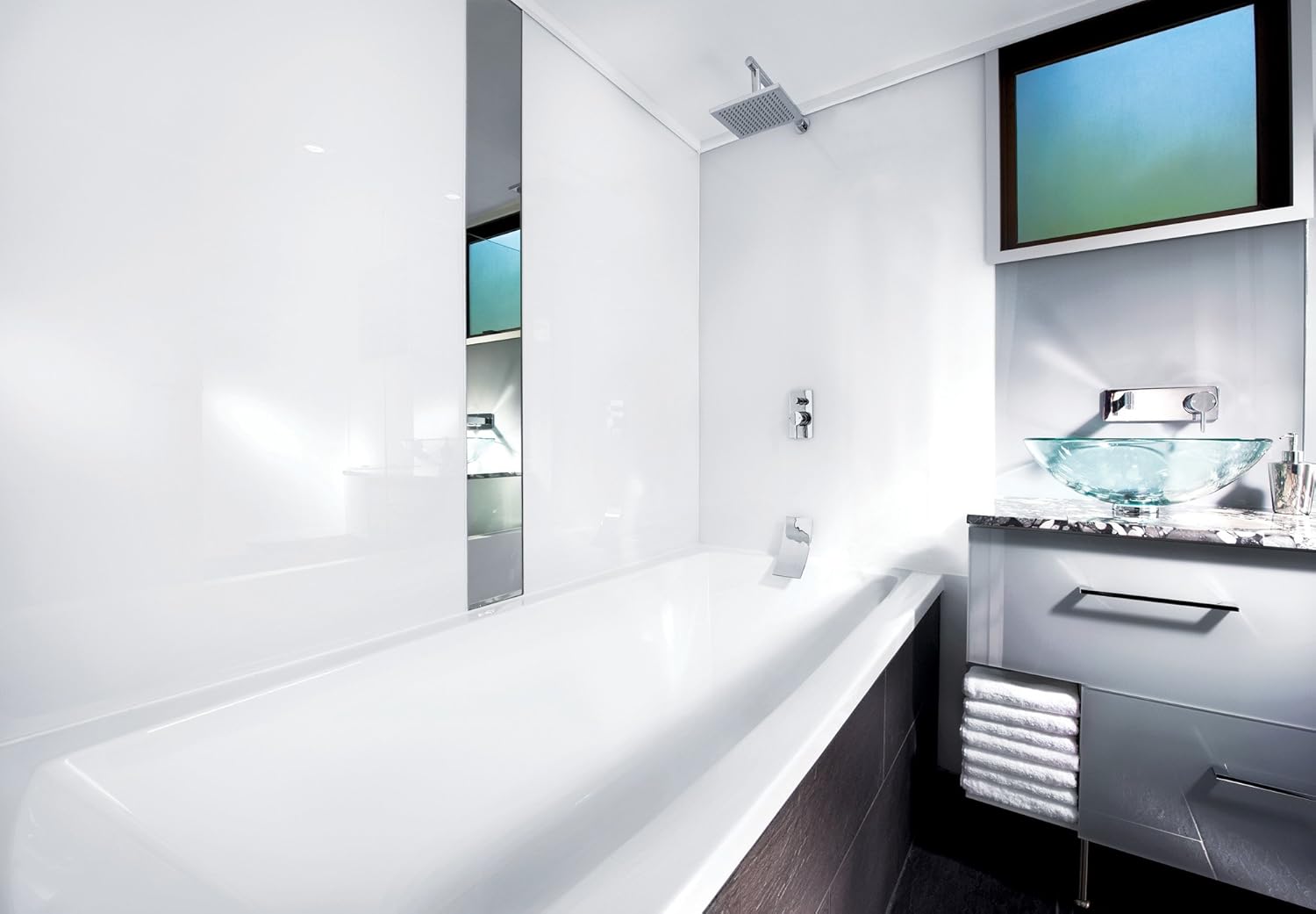 Amazon.com: ARTIC HIGH GLOSS GLASS EFFECT WALL PANELLING FOR SHOWER ...