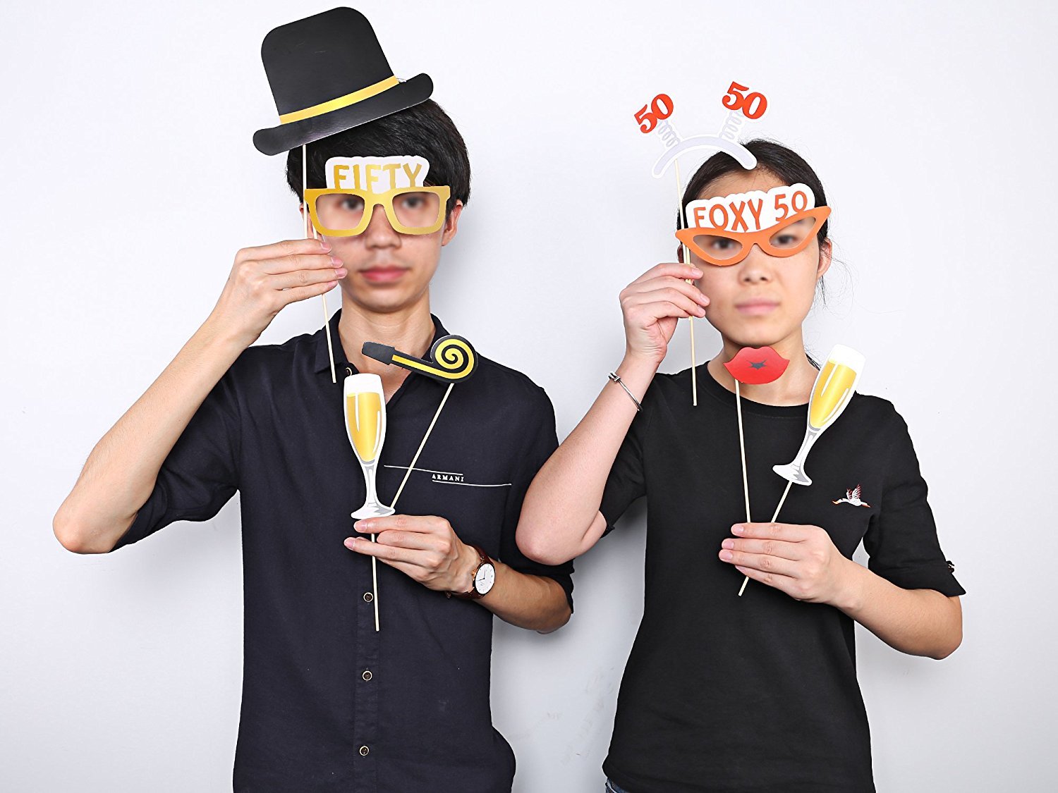 Konsait 50th Birthday Photo Booth Props 50th Birthday Decorations Party Photo Props Black Gold konsait-50th-birthday-photo-booth-props-50th-birthday-decorations-party-photo-props-black-gold