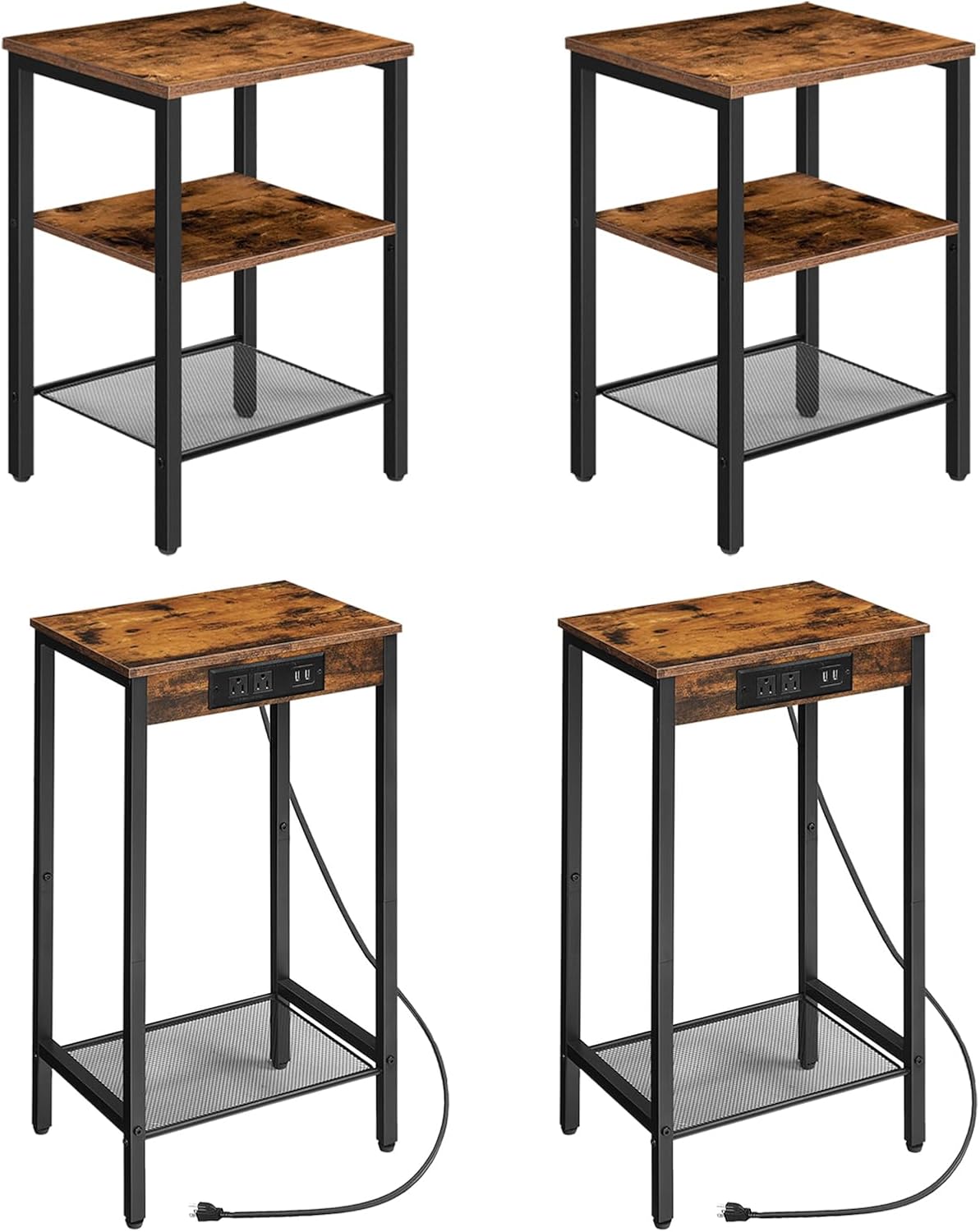 Amazon.com: HOOBRO Set of 2 Side Tables and Set of 2 Tall Side Table ...