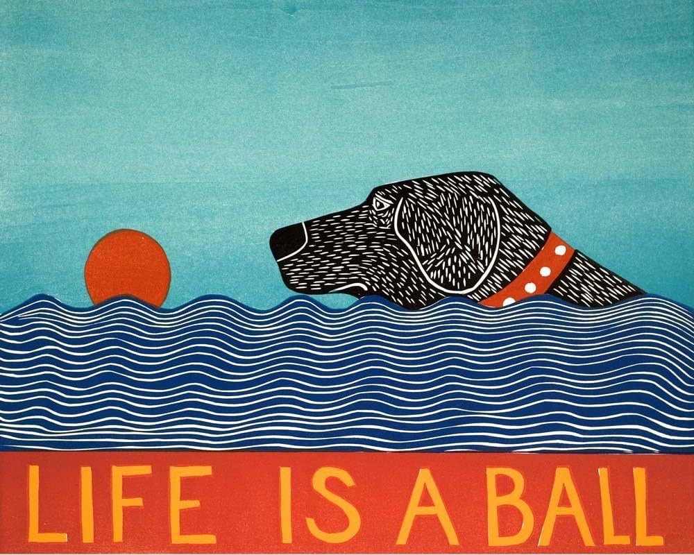 Amazon.com: Life is a Ball Black by Stephen Huneck Art Print, 28 x 22 ...